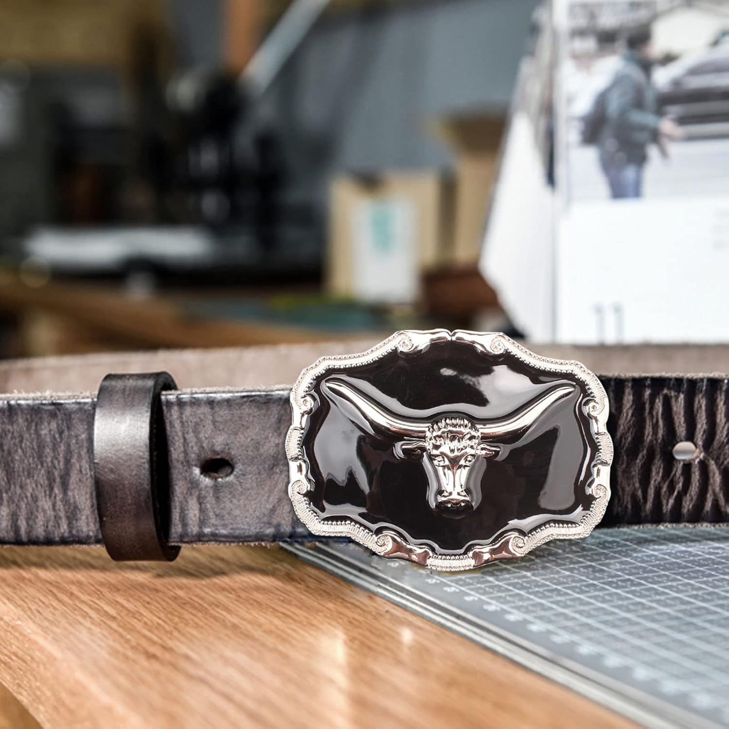 Buy CITZAS Bull Head Belt Buckle,Metal Alloy Long Horn Bull Head ...