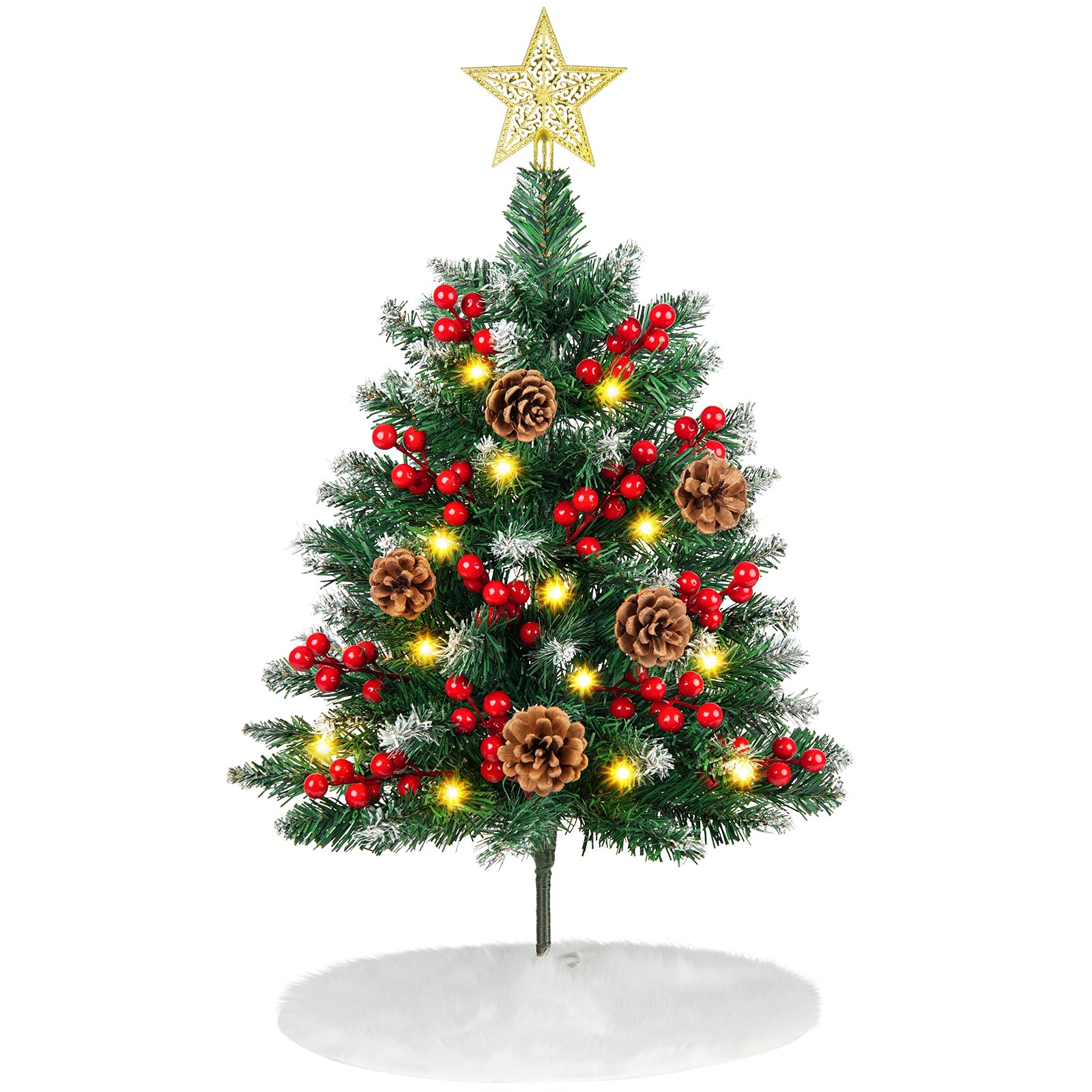 Amazon.com: N&T NIETING 24 Inch Small Christmas Tree with Lights, Mini ...