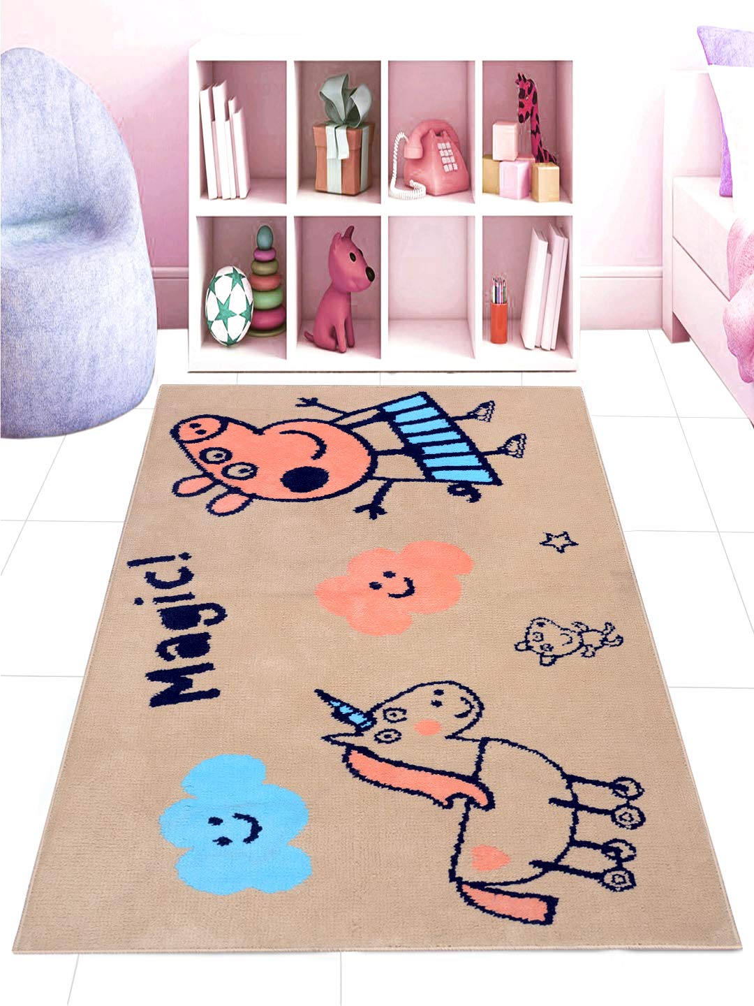 Buy Saral Home Peppa Pig Soft Microfiber Anti Slip Carpet- Beige ...