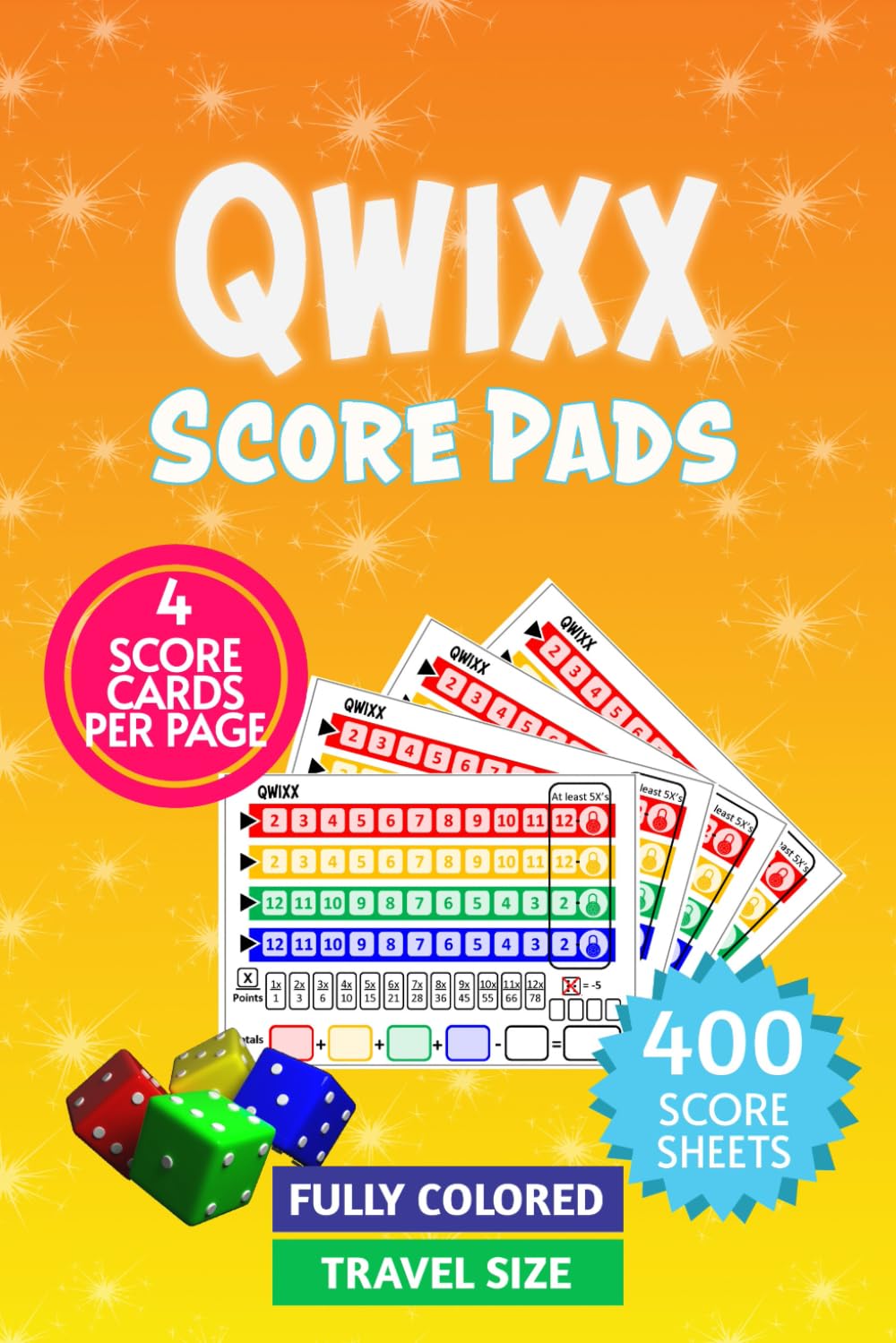 Amazon.com: Qwixx Score Pads: Small Format Qwixx Dice Game Colored ...
