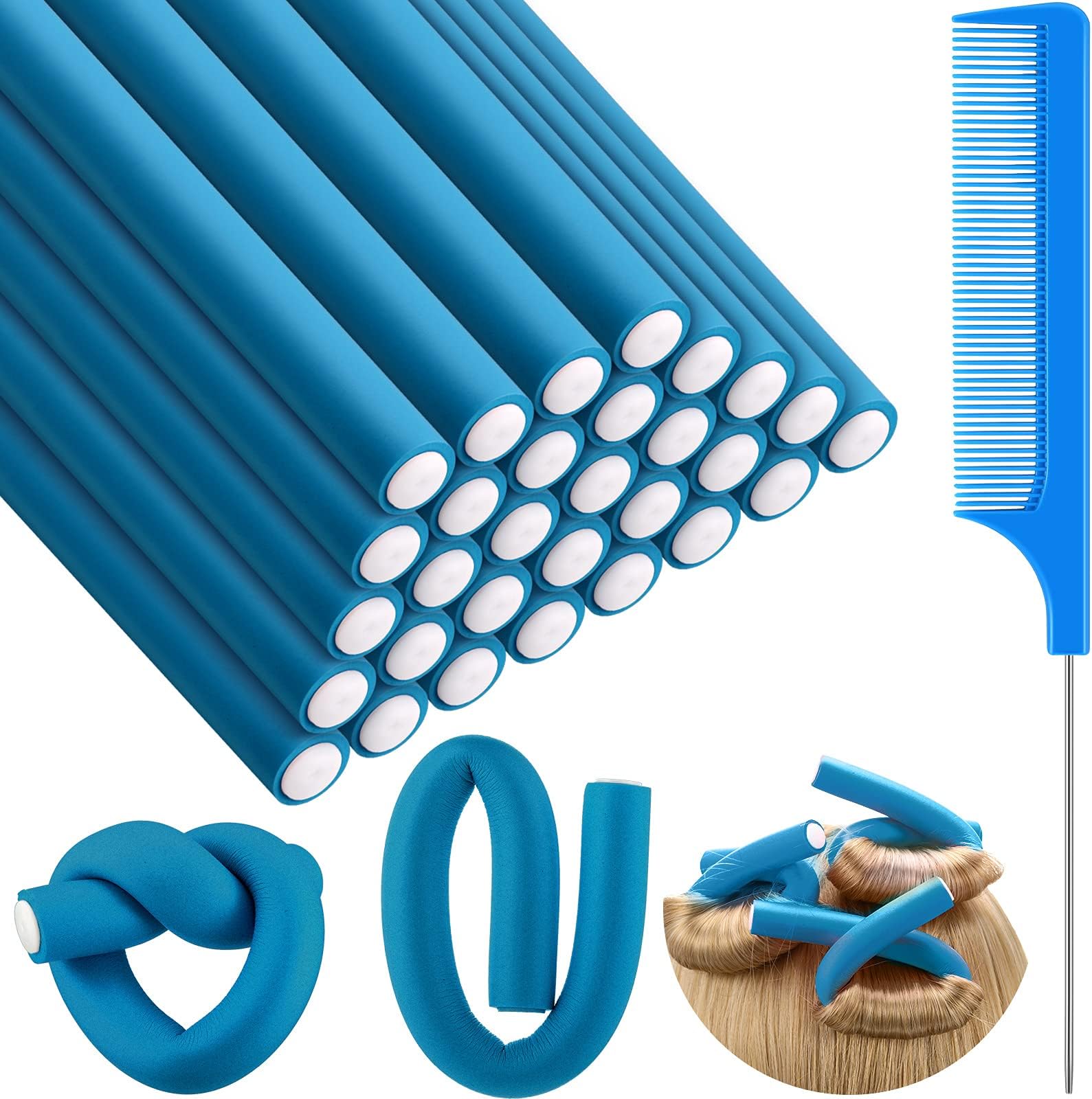 Amazon.com : 36 Flexi Rods Hair Rollers, Flexible Foam Curling Rods for ...