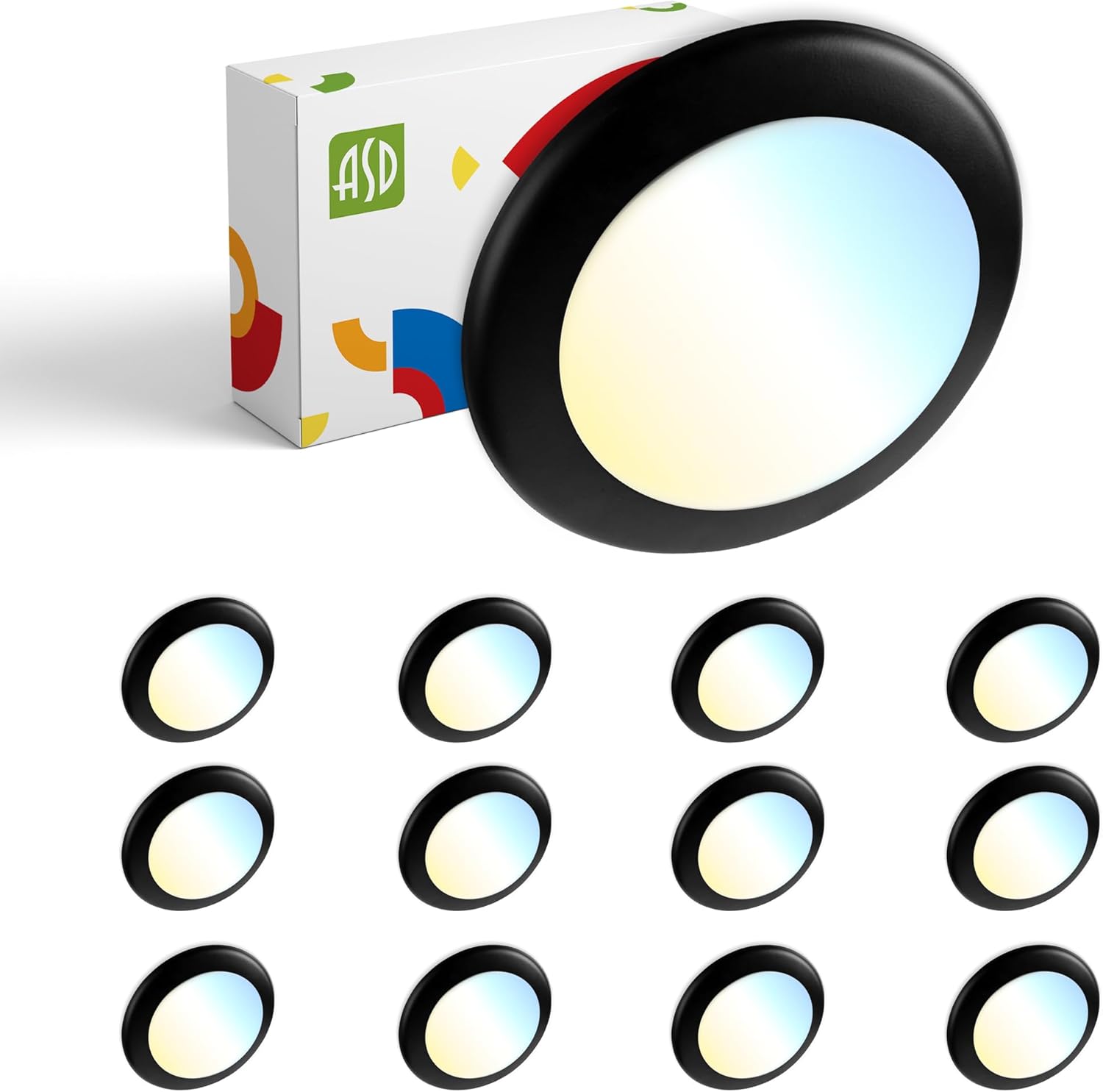 Amazon.com: ASD 12 Pack LED Disk Lights 6 Inch, 15W 5CCT 2700K-5000K ...