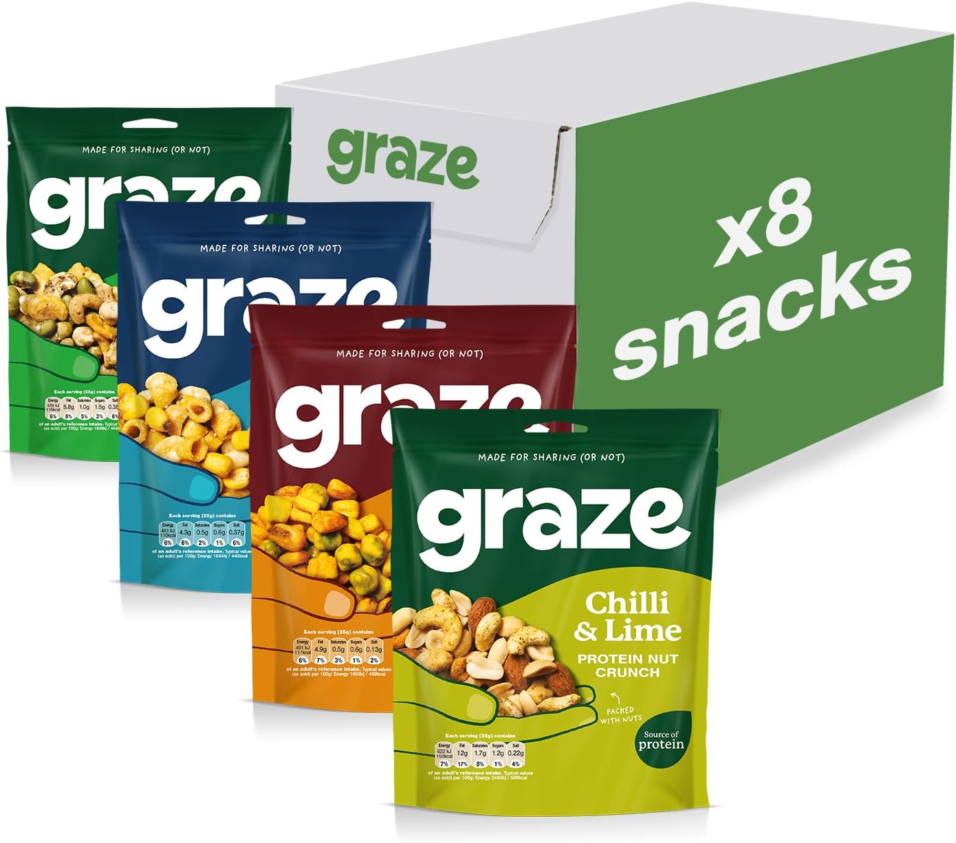 Graze -Savoury Snacks bundle - Chilli & Lime, Salt & Pepper, Salt ...