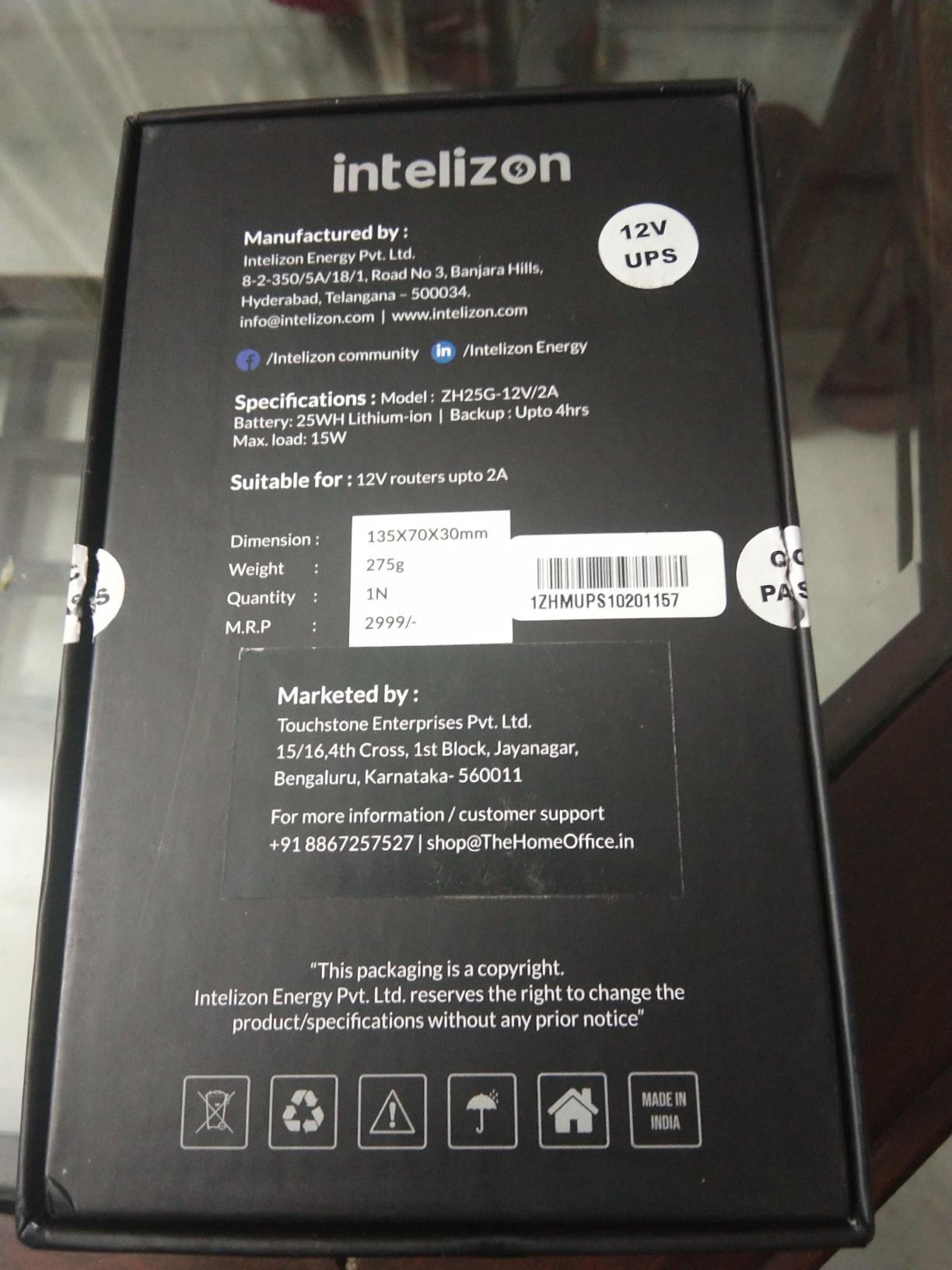 Intelizon MicroUPS, UPS Backup for Home Wi-Fi routers, Supports WFH ...