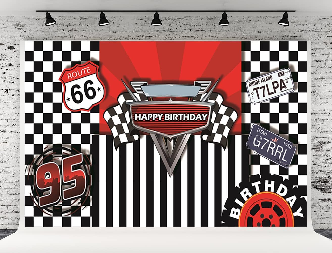 Amazon.com : 7X5ft Boy Birthday Backdrop for Party Car Racing Stripes ...