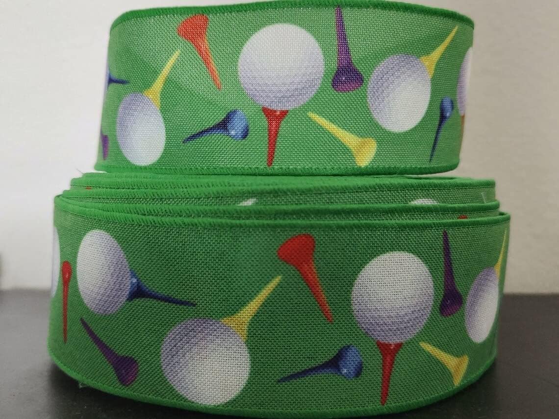 Amazon.com: 2 inch Golf Wired Ribbon Sports Ribbon Golf Ball Ribbon ...