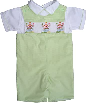 Amazon.com: Carouselwear Toddler Boys Smocked Birthday Clown Shortall ...