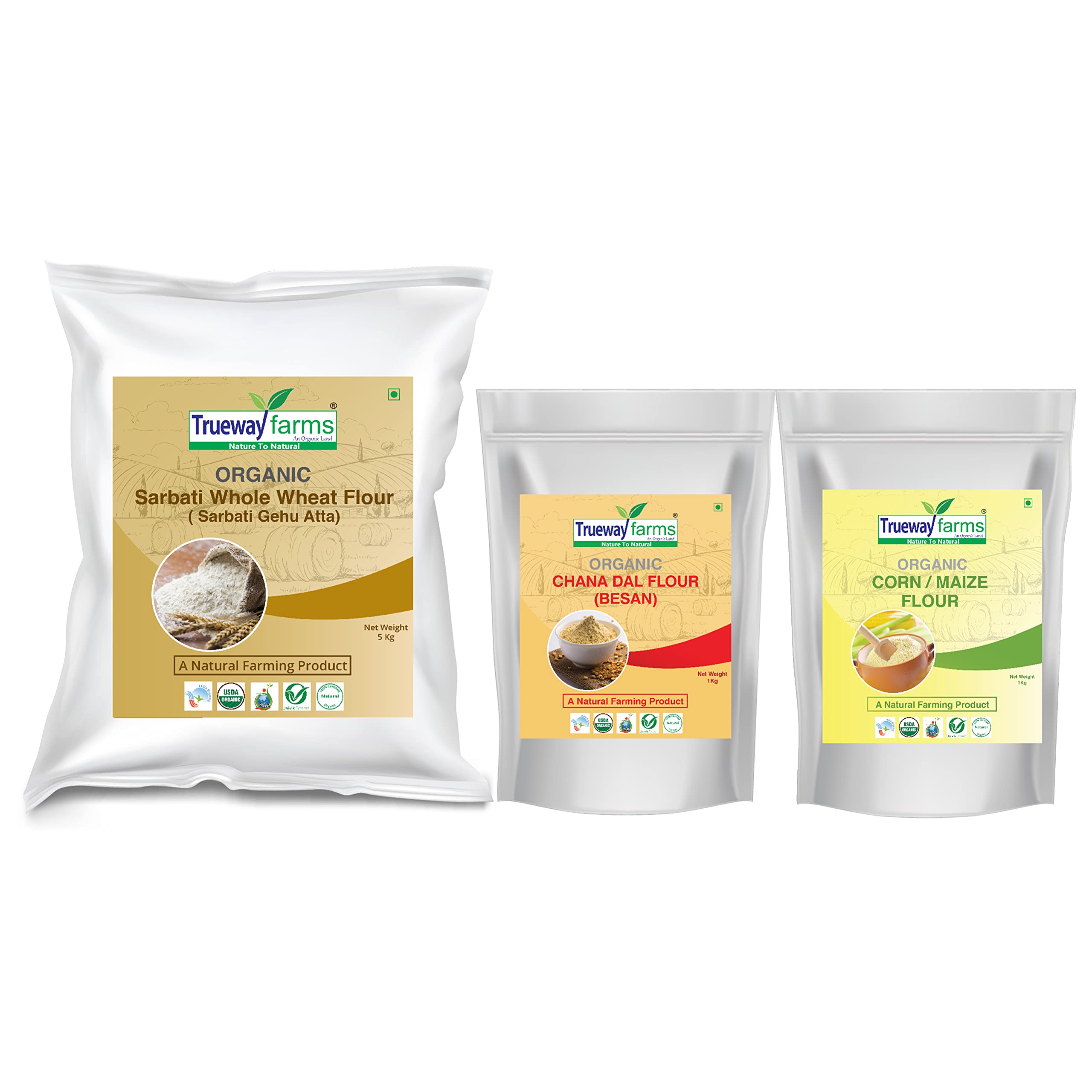 Buy Trueway farms Flour Combo ( Besan(Chana Dal Flour) 1kg, Sarbati ...