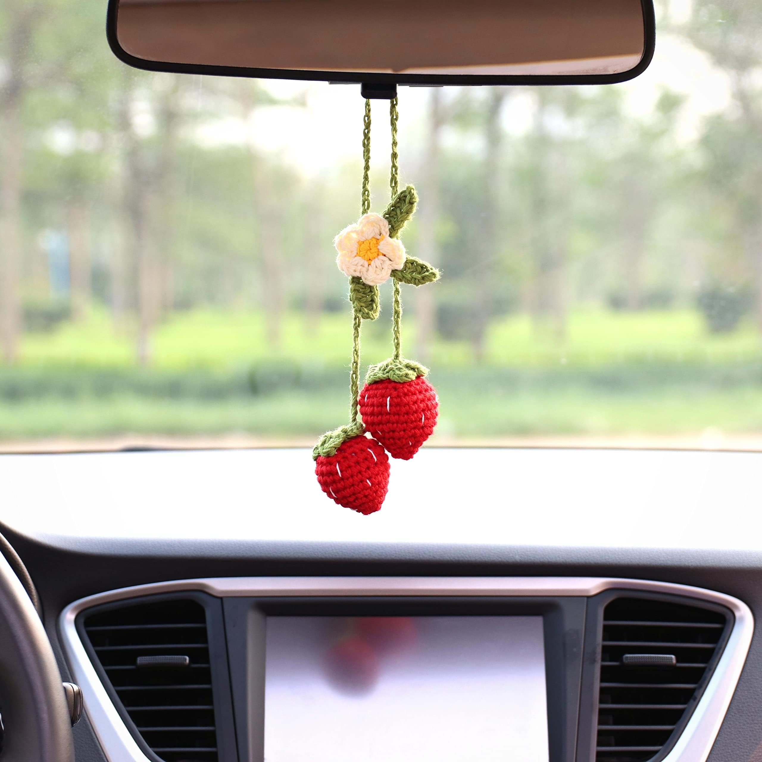 Amazon.com: Crochet Daisy Car Accessories for Women Girls Cute Rear ...