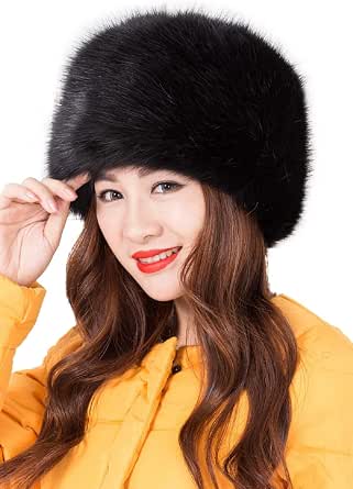 SunKrop Winter Women Faux Fur Russian Cossack Style Hat Black, Vintage ...
