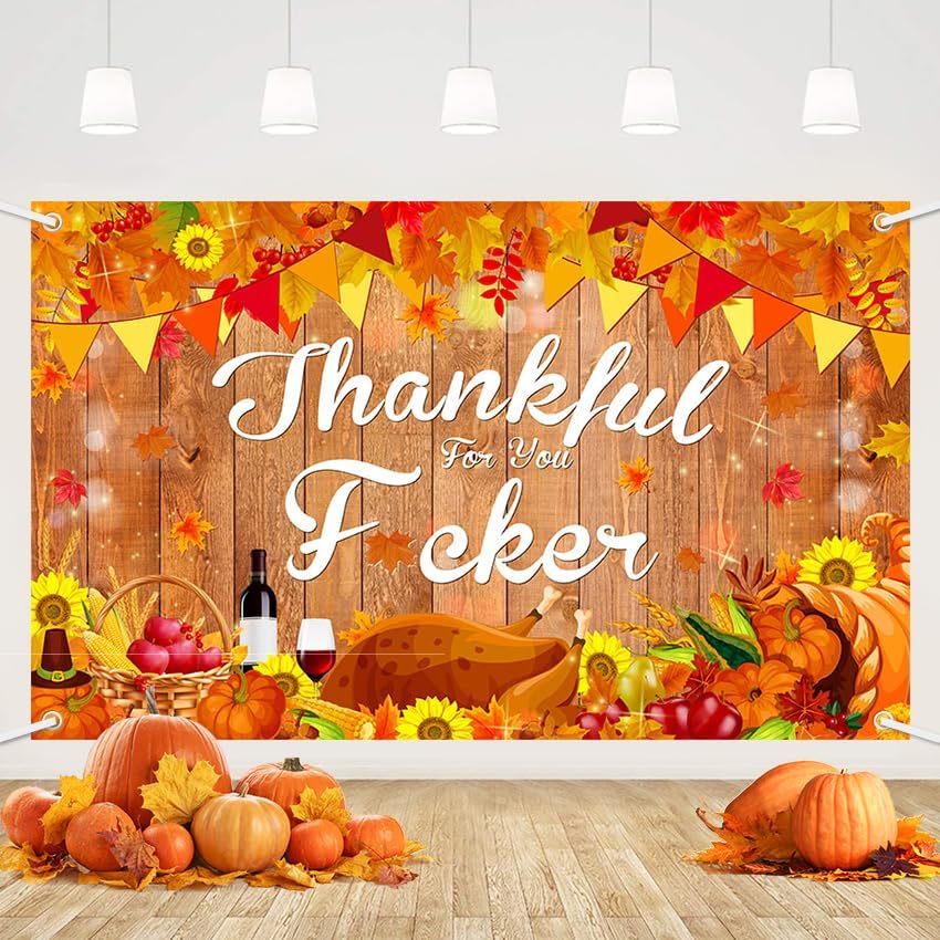Amazon.com : MEHOFOND Fall Thanksgiving Party Decorations, Thankful for ...