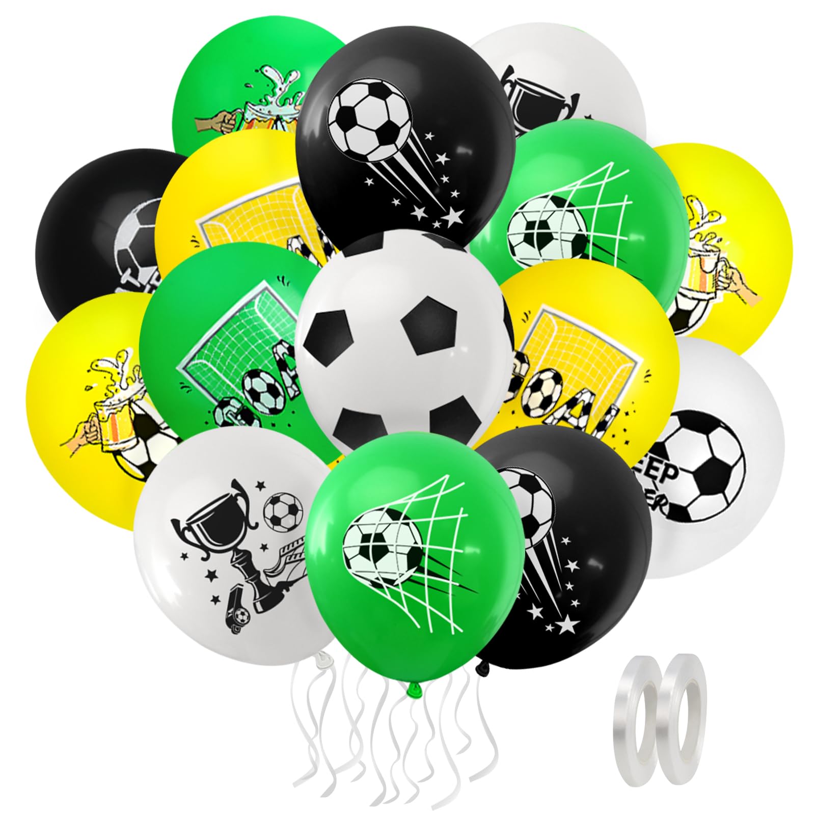 Amazon.com: 50Pcs Football Balloons for Boys, Green Black White Soccer ...