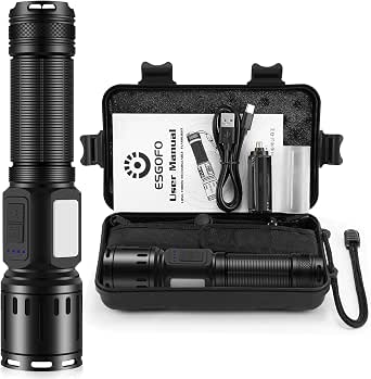 Long Throw Rechargeable Flashlights High Lumens, Esgreen Powerful 20000 ...