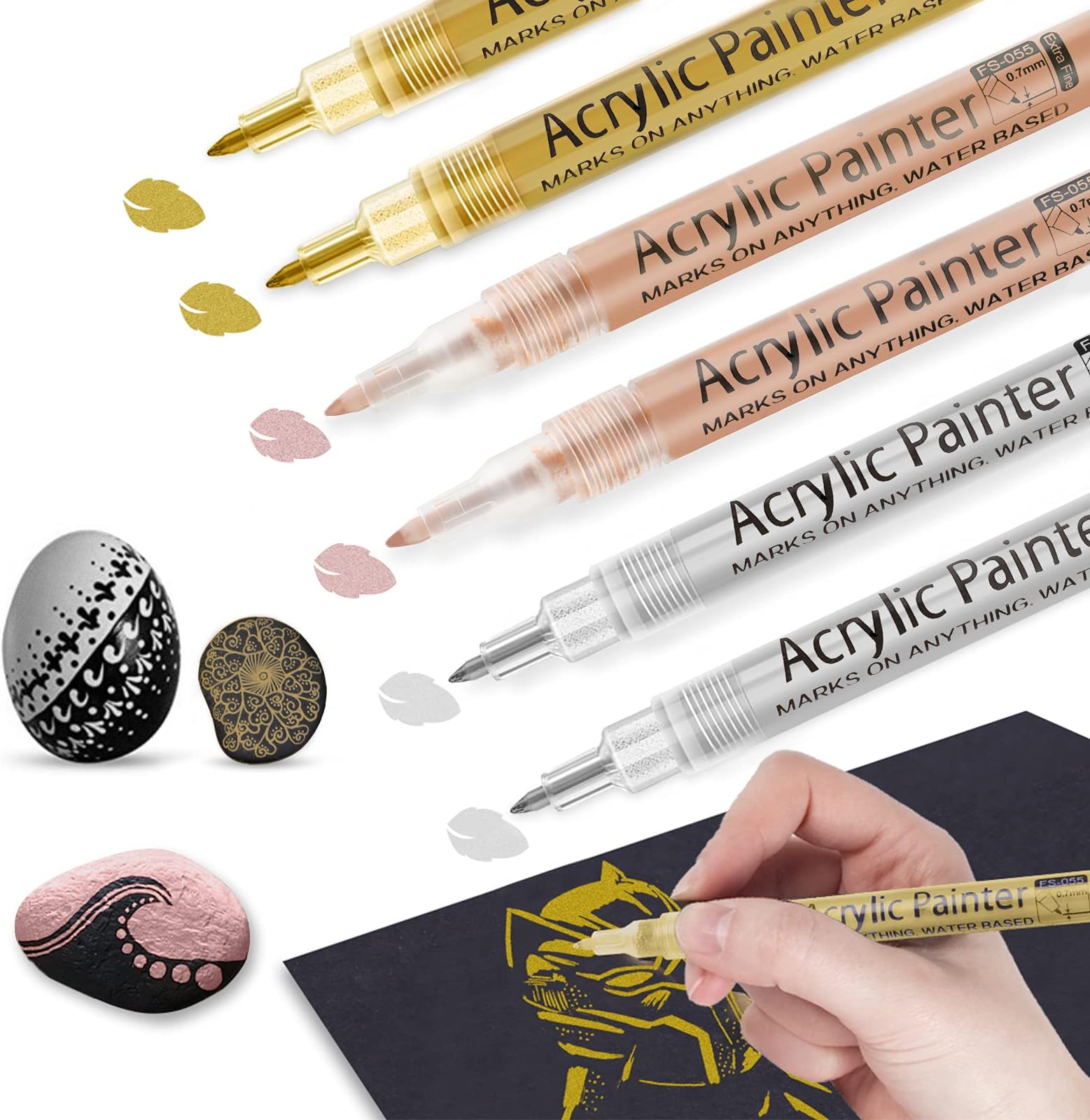 Amazon.com: Funcils 4 Dual Tip Acrylic Paint Pens - Fine Tip & Medium ...