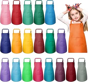 Amazon.com: 20Pcs Kids Chef Aprons Bulk, Child Aprons Art Aprons Set ...