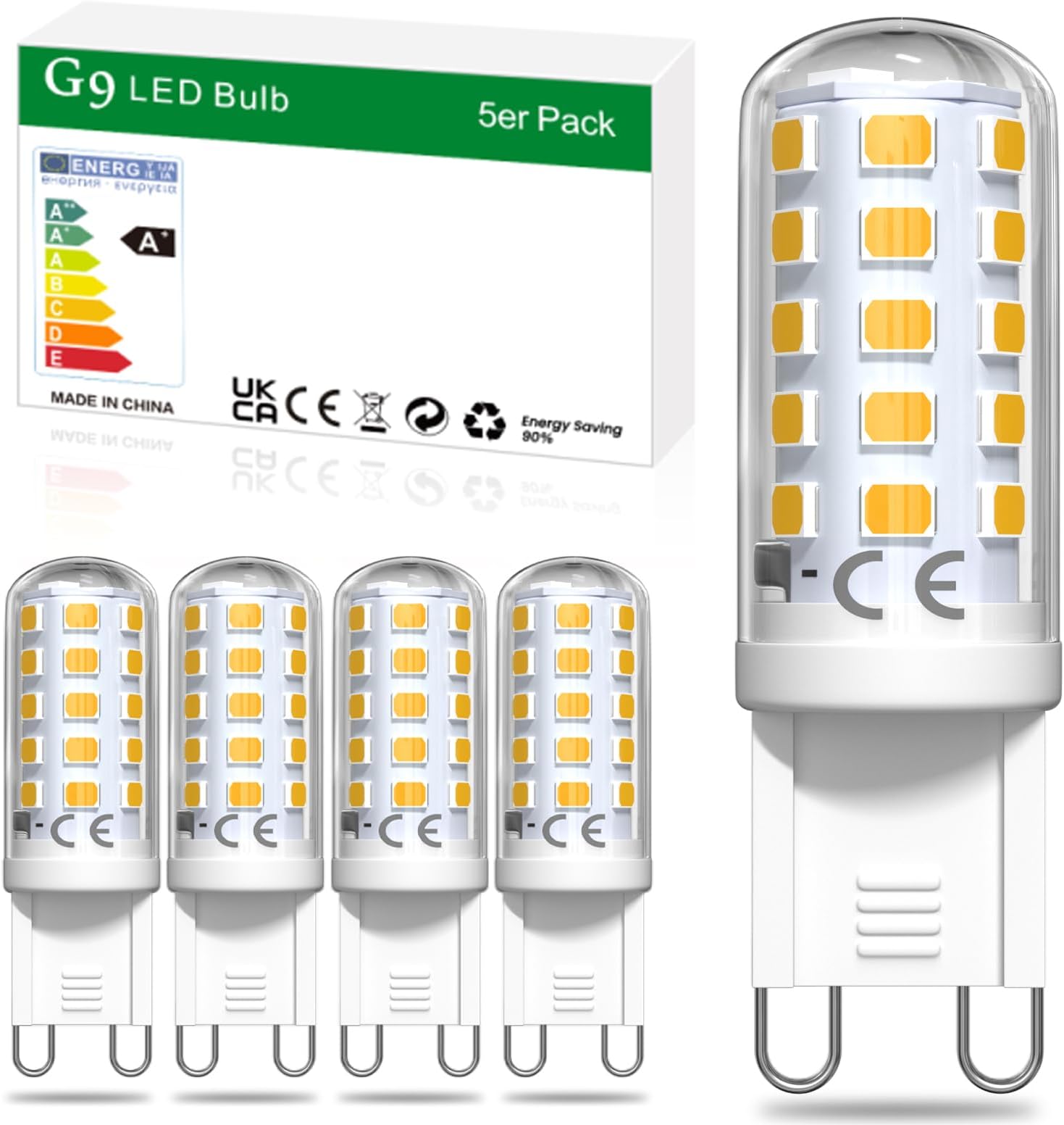 Bonlux G9 4W LED Bulbs Dimmable g9 Daylight Bulbs 4000K AC220-240V No Flicker 390lm g9 Capsule ...