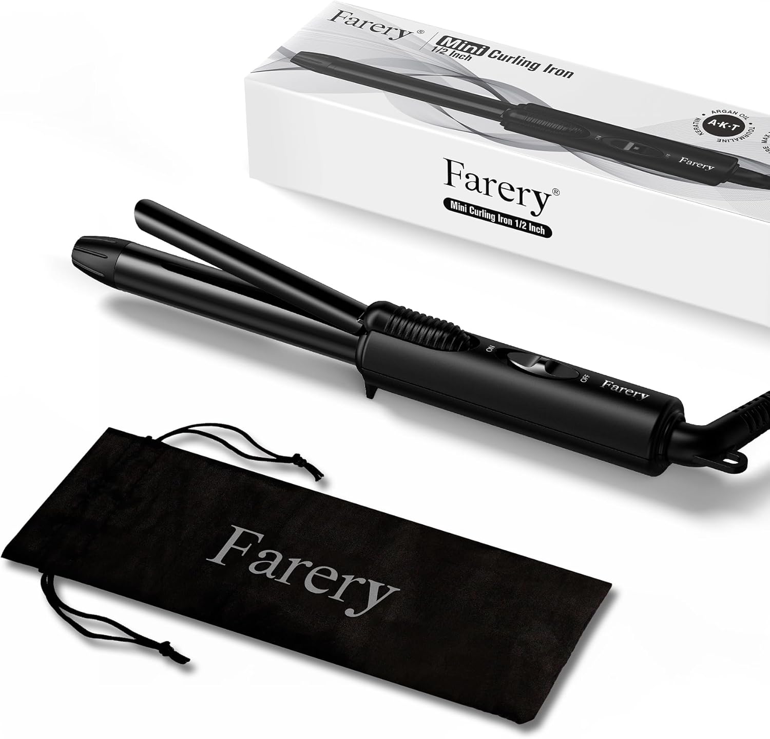 FARERY Mini Curling Iron for Short to Medium Hair, 1/2 Inch Barrel with ...