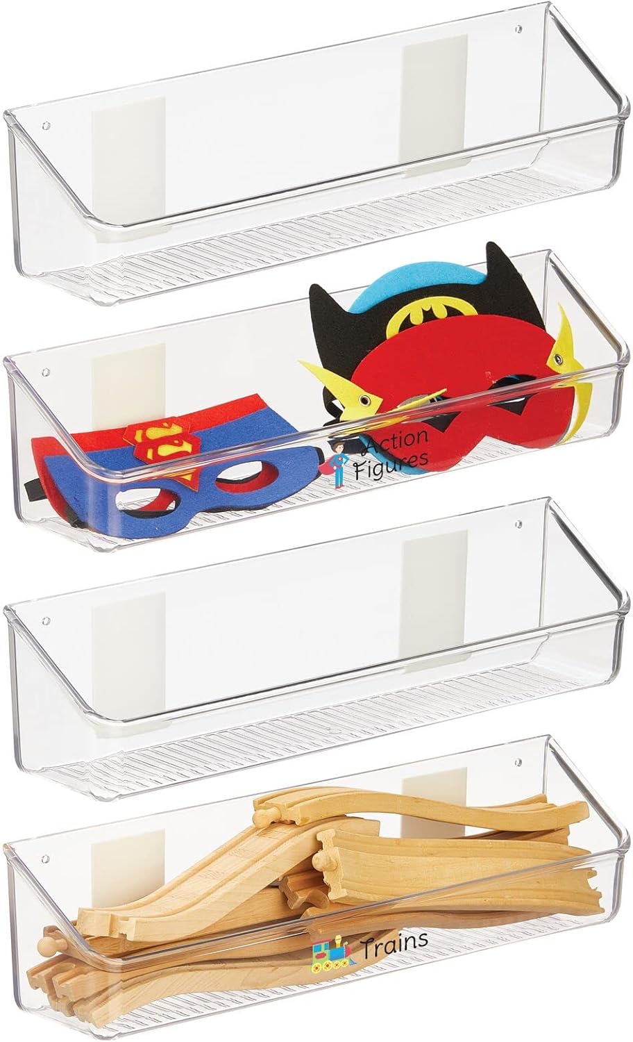 Amazon.com: mDesign Plastic Adhesive or Wall Mount Wide Toy Storage ...