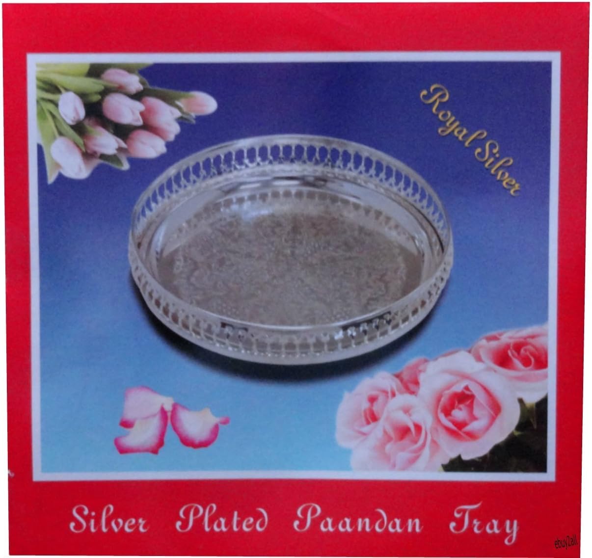 Royal Silver Round Stylish 23cm Silver Plated Paandan Tray Home Kitchen ...