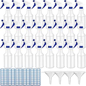 Amazon.com: 24 Pcs 24 oz Plastic Spray Bottles with Adjustable Nozzle, Funnels and Labels for ...