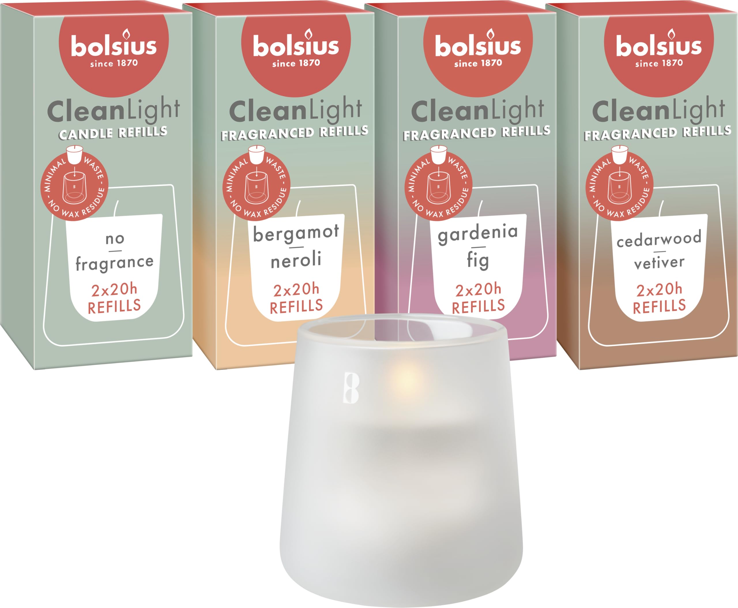 Bolsius - CleanLight Starter Set - Refillable Scented Candle - Holder ...