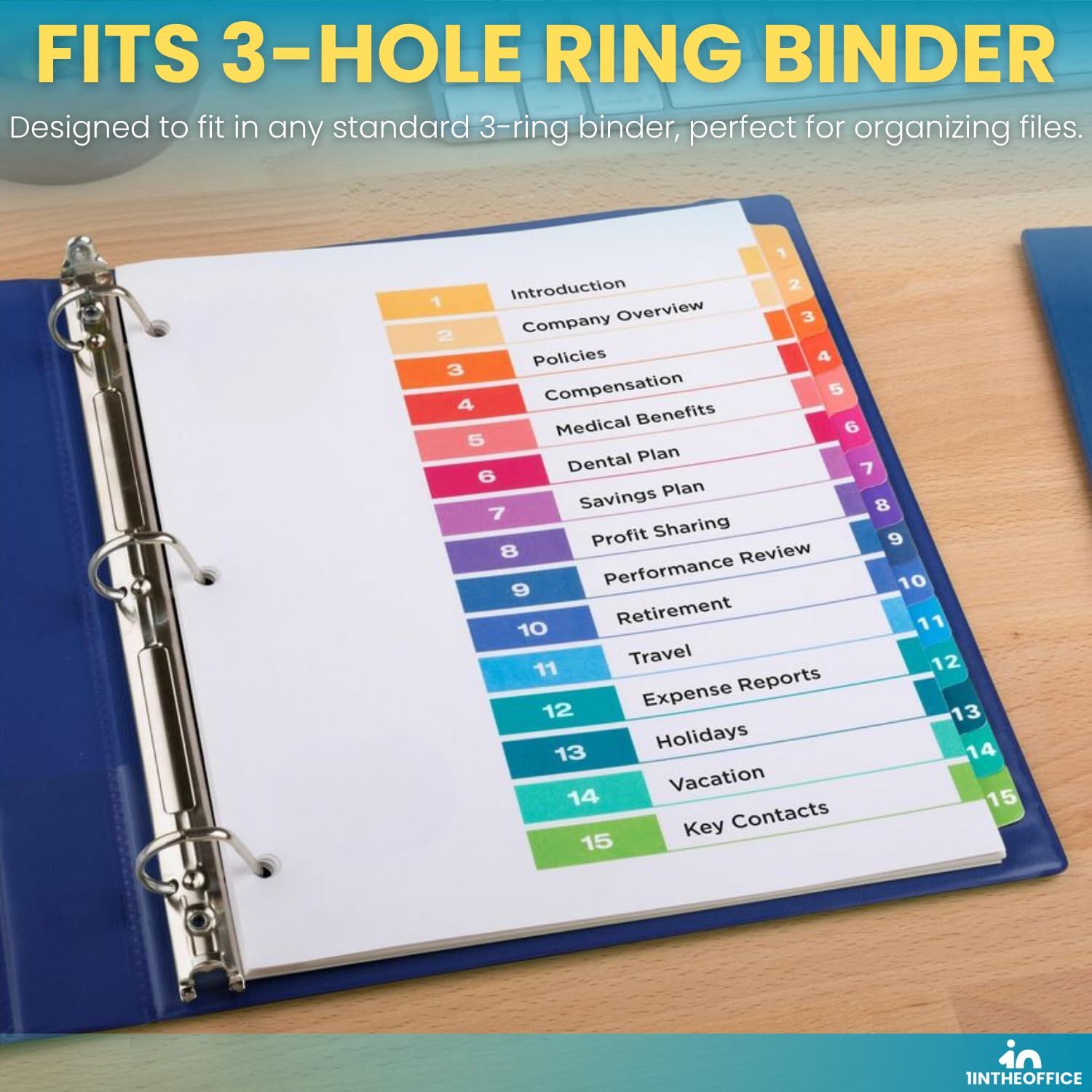 Snapklik.com : 1InTheOffice 15 Tab Dividers For 3 Ring Binders