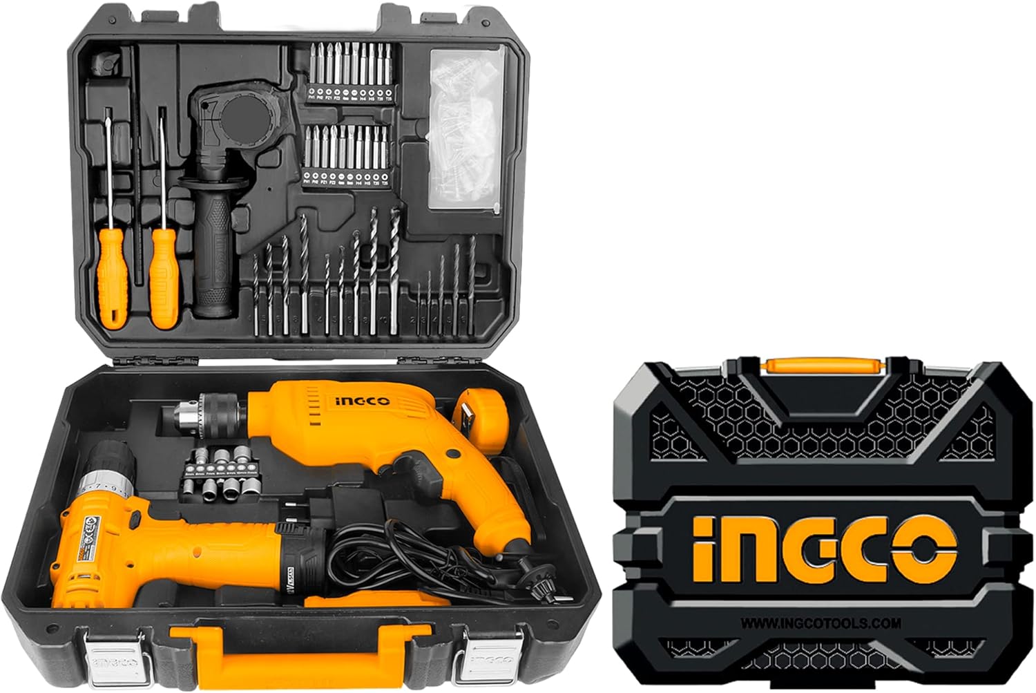 INGCO 108 Pcs Tool Set, 12V Cordless Drill Machine Kit With Impact ...
