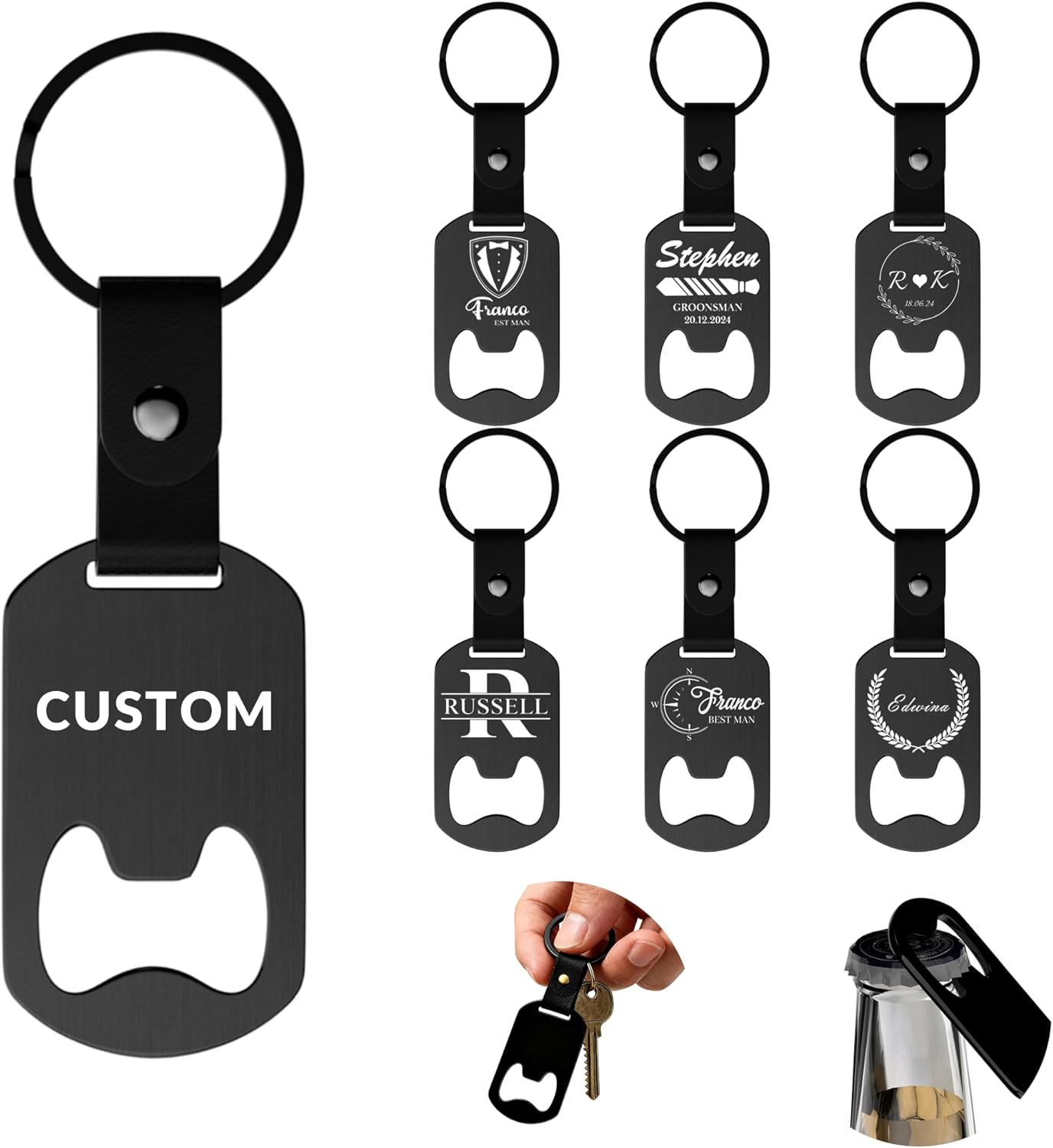 Amazon.com: 2 in 1 Personalized Bottle Openers Keychains Bulk,Pack 5 ...