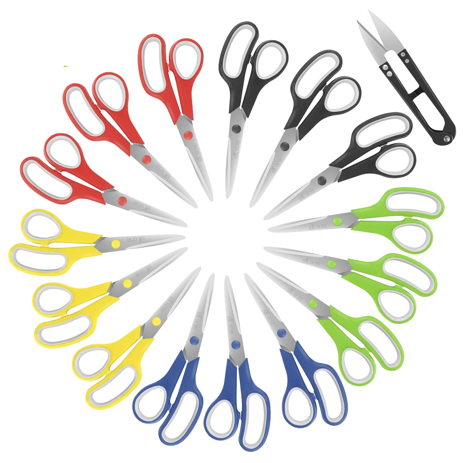 SKOCHE Scissors 8 Inch Multipurpose Scissors Bulk 15 Pack, Ultra Sharp ...