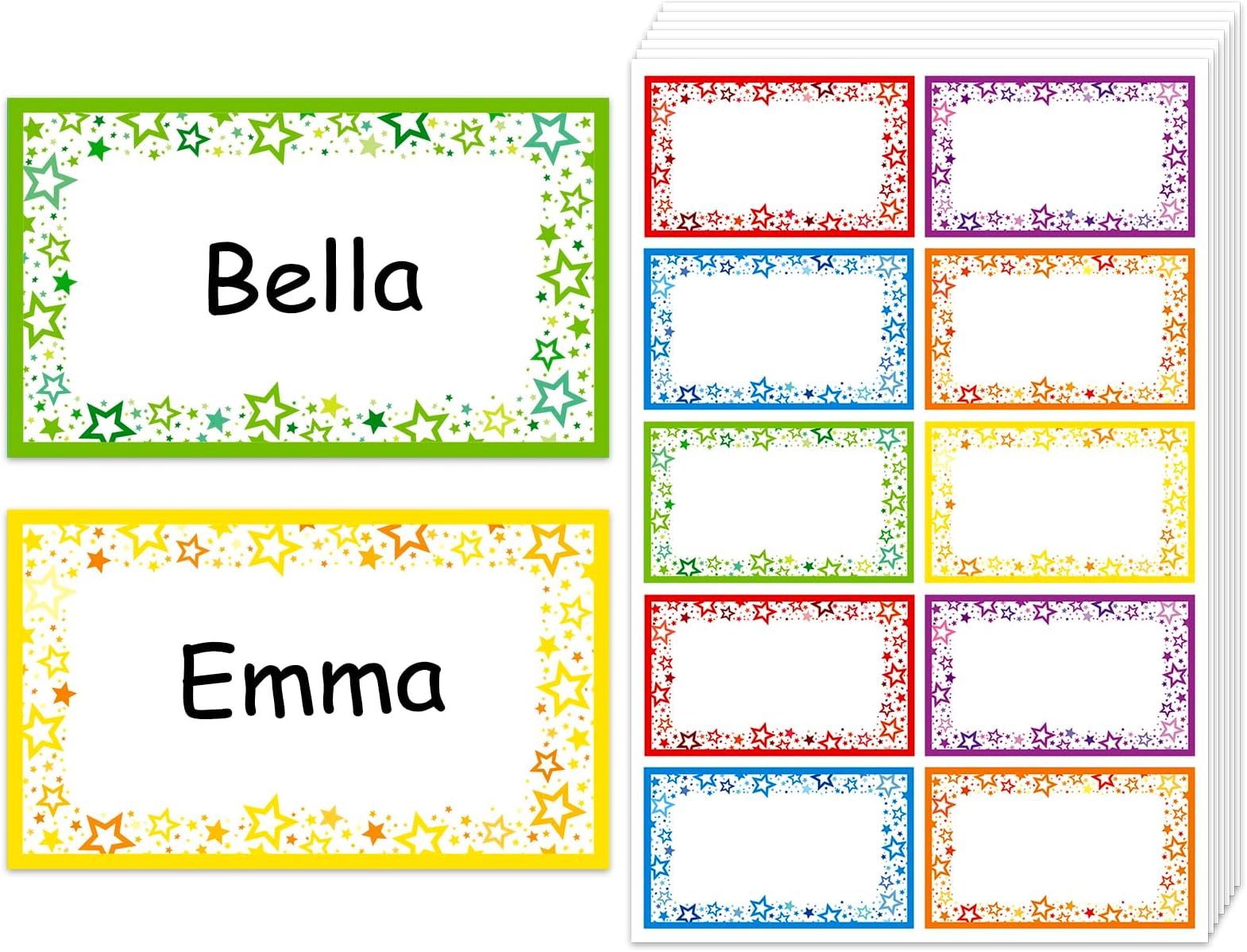 WhatSign 48 Name Tag Stickers for Kids Colorful Name Labels Stickers ...