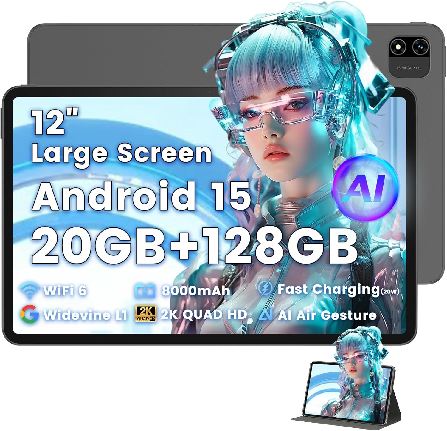 Amazon.com : Azeyou Tablet 12 Inch Android 15 Tablet, 20GB RAM 128GB ...