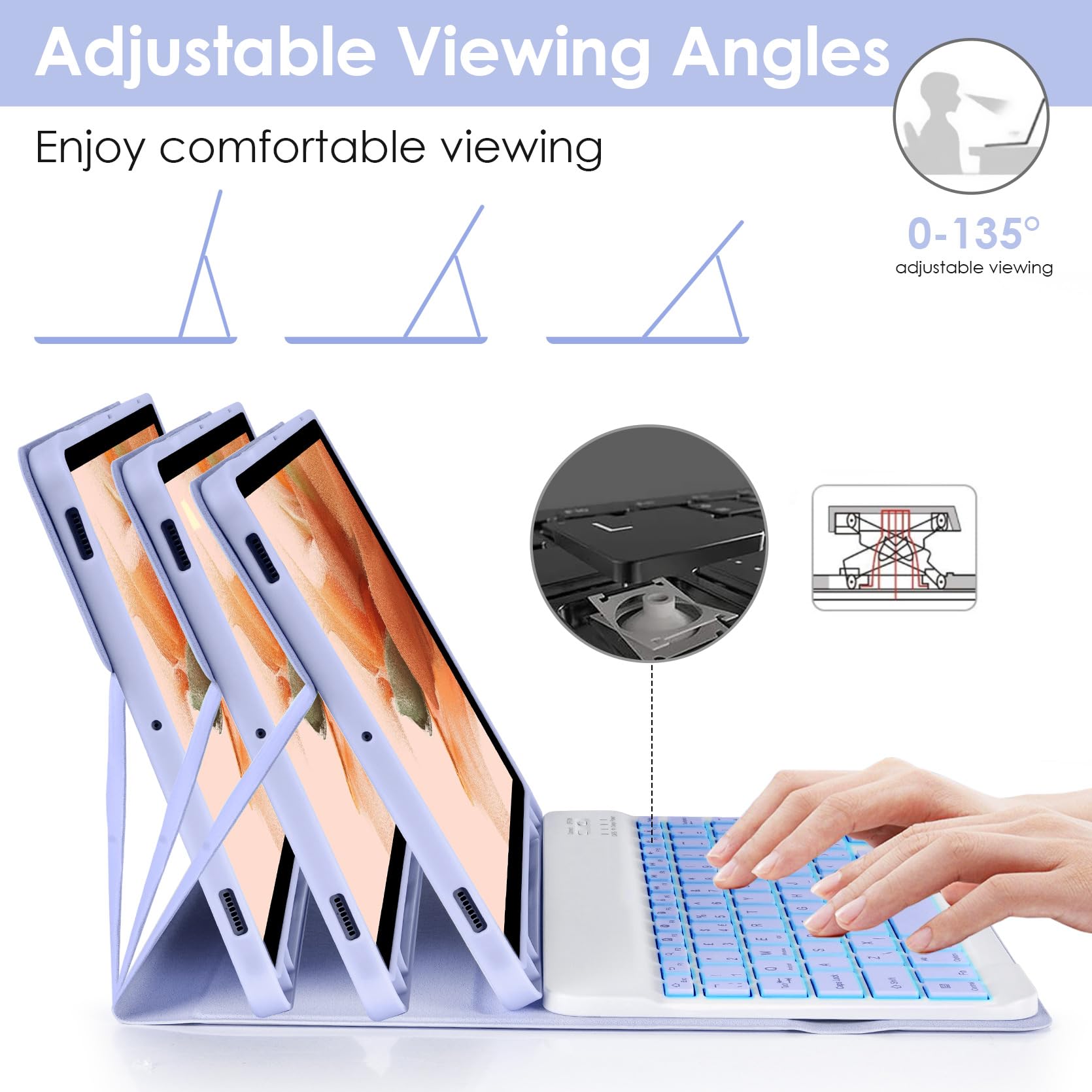 LAMA 7 Colors Backlit Keyboard Case for Samsung Galaxy Tab S9 11"/ Tab ...