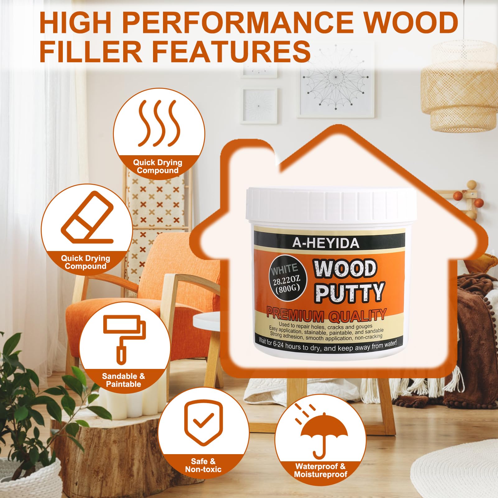 Snapklik.com : Wood Filler - 28.22 Ounce Wood Putty, White Wood Filler ...