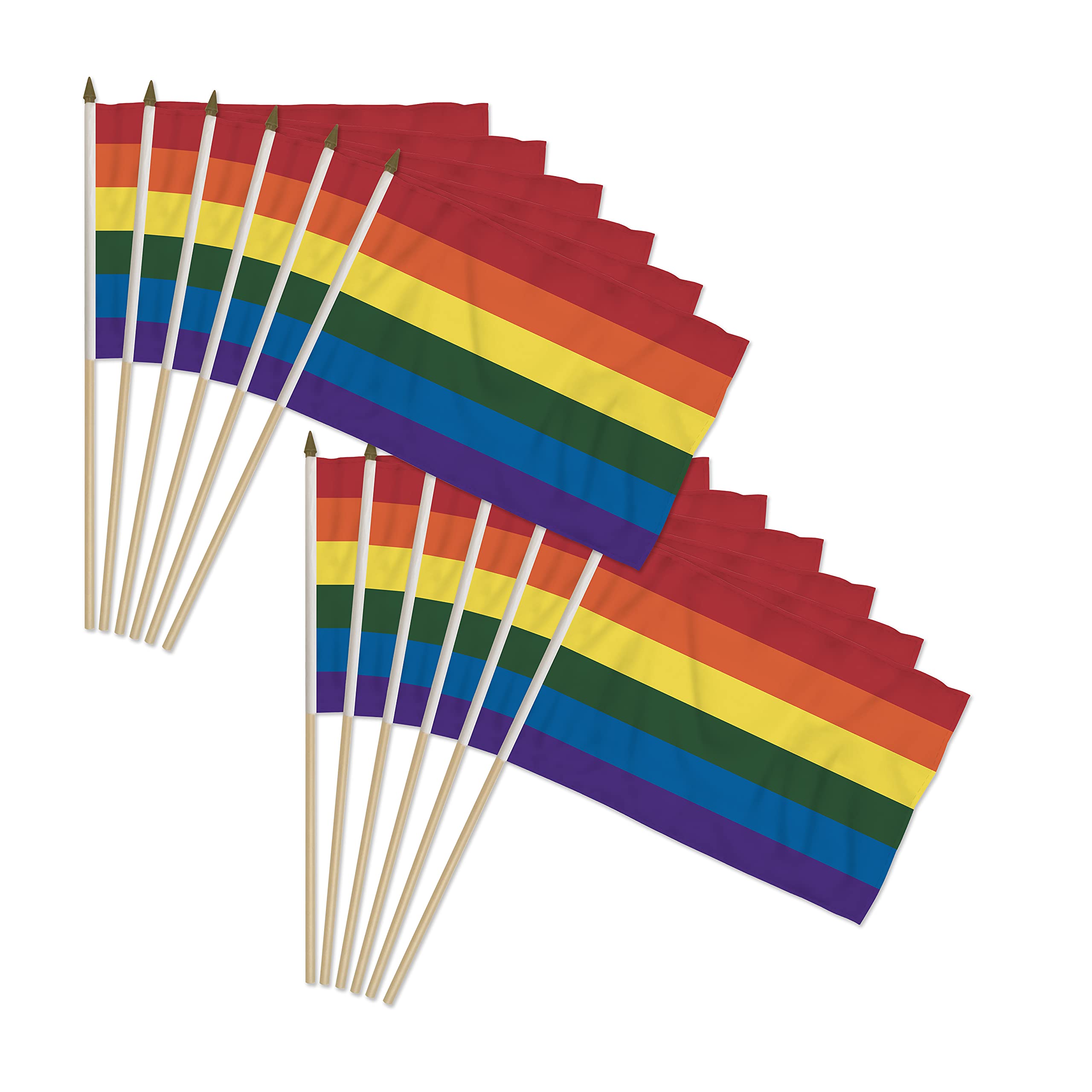 Amazon.com : THE FLAG JOINT Rainbow Pride 12x18 Stick Flags - One Dozen ...