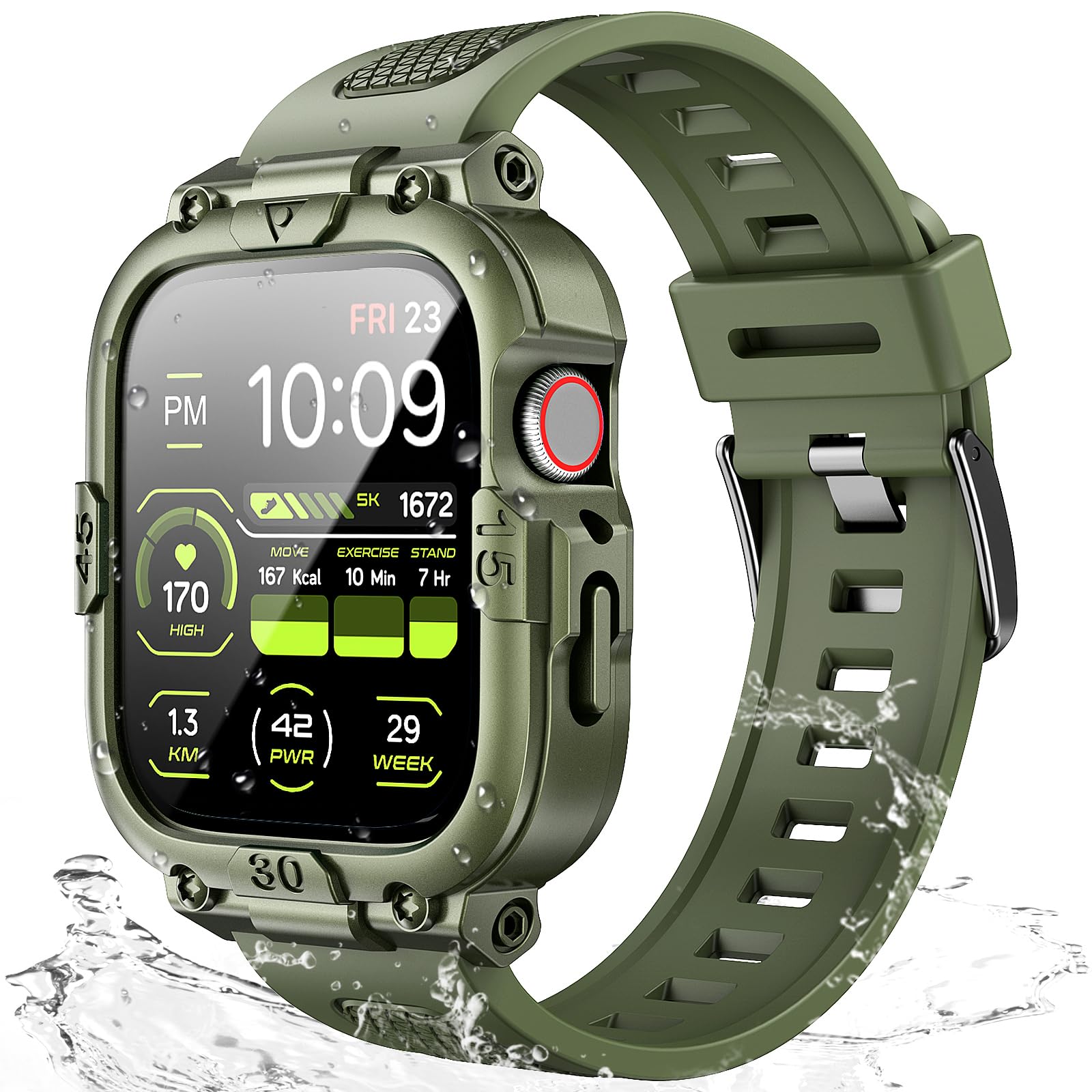 Amazon.com: Dsytom Waterproof Case with Band Compatible for Apple Watch ...