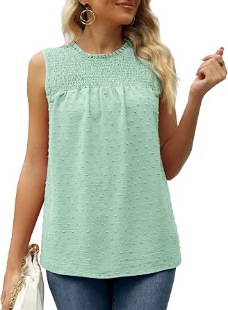 Loose Tank Tops for Women Dressy Sleeveless Tops Summer Outfits Aqua S ...