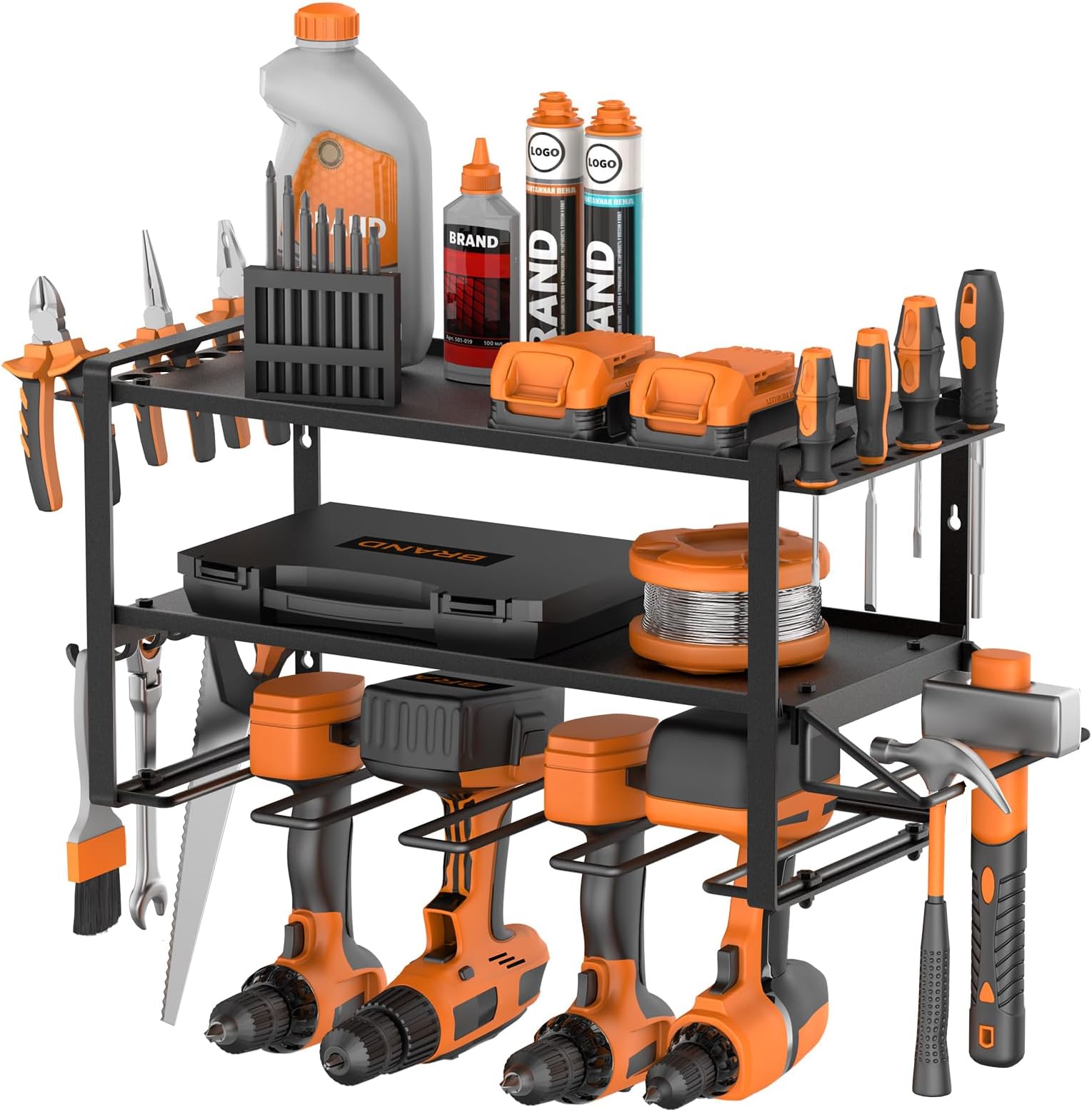 Amazon.com: Qusimi Wall Mounted Power Tool Organizer,Garage Space ...