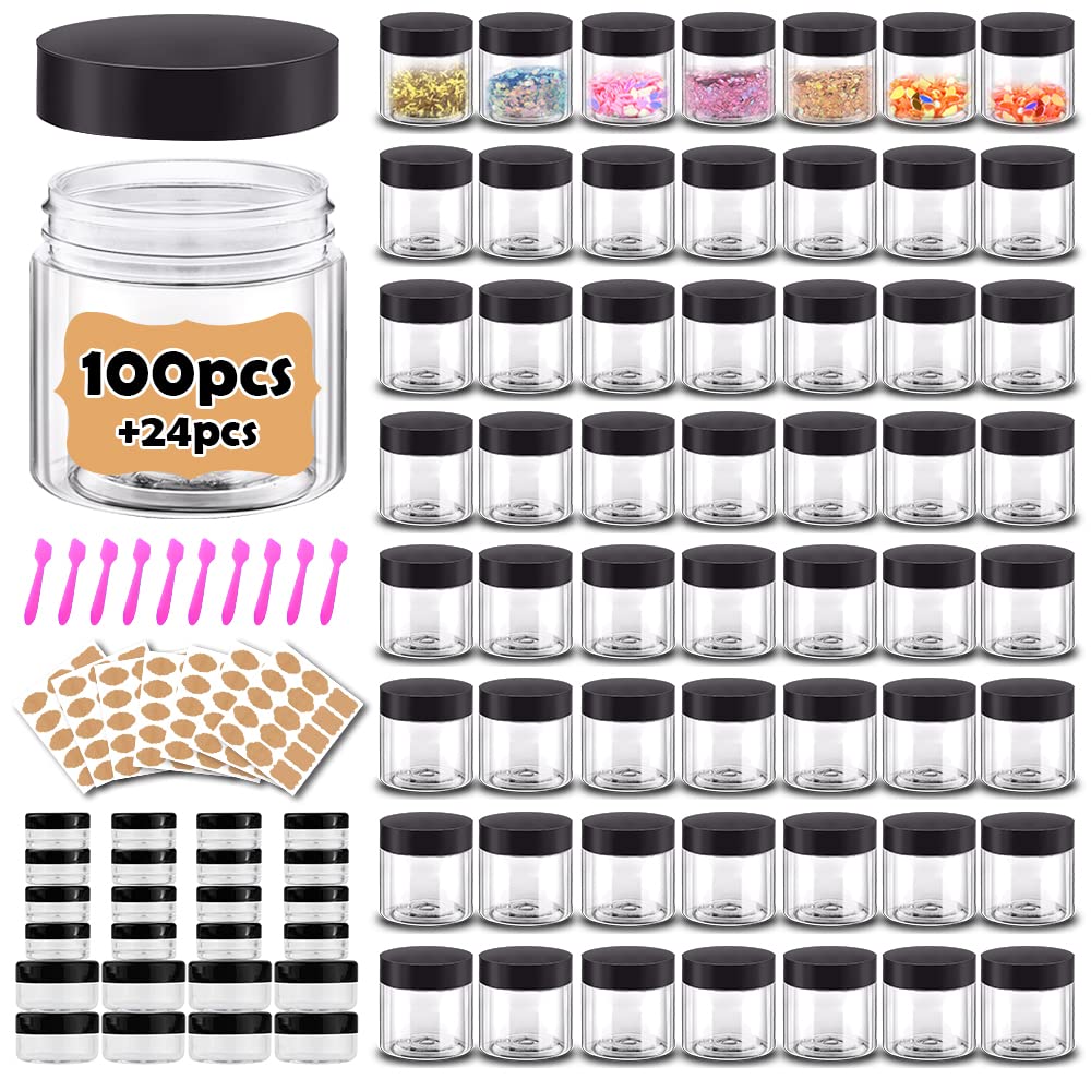 Amazon.com: 2 oz Plastic Containers with Lids 100pcs Plastic Jars with ...