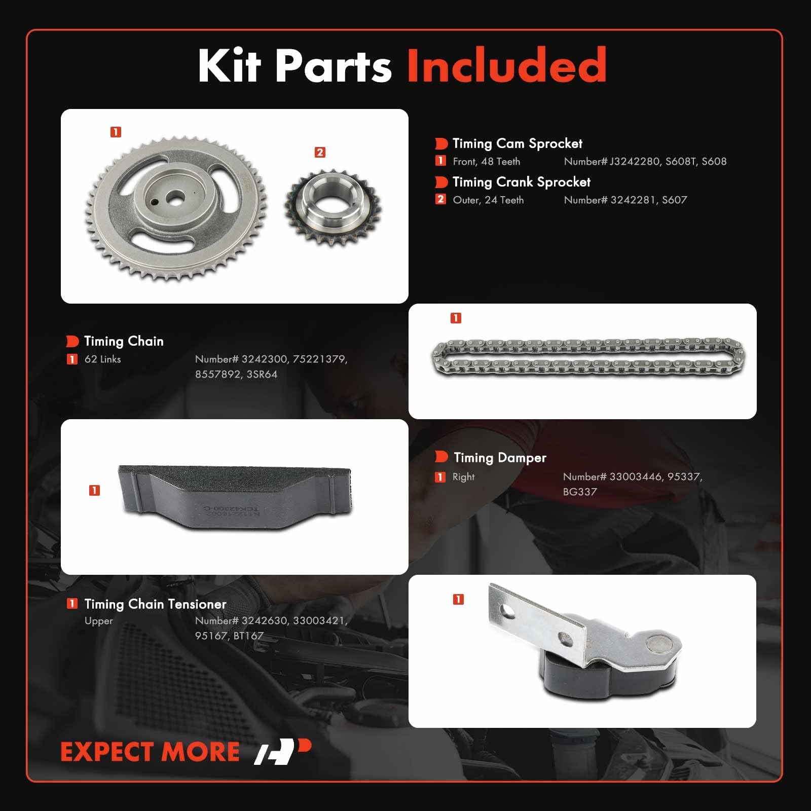 Rear Main Seal Kit A-Premium Engine Timing Chain Kit W/Damper ...