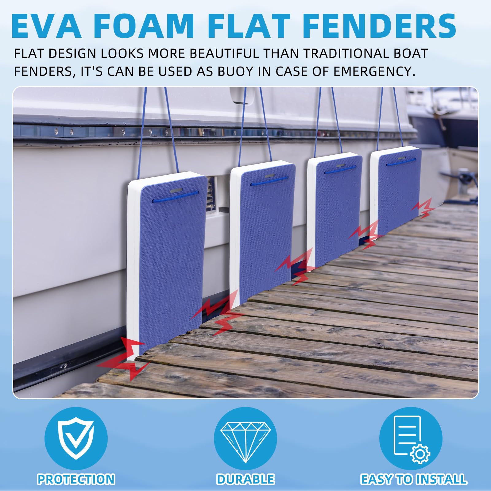 Marine Bumper Guards RERPRO EVA Boat Fenders - Non-Inflatable Dock ...