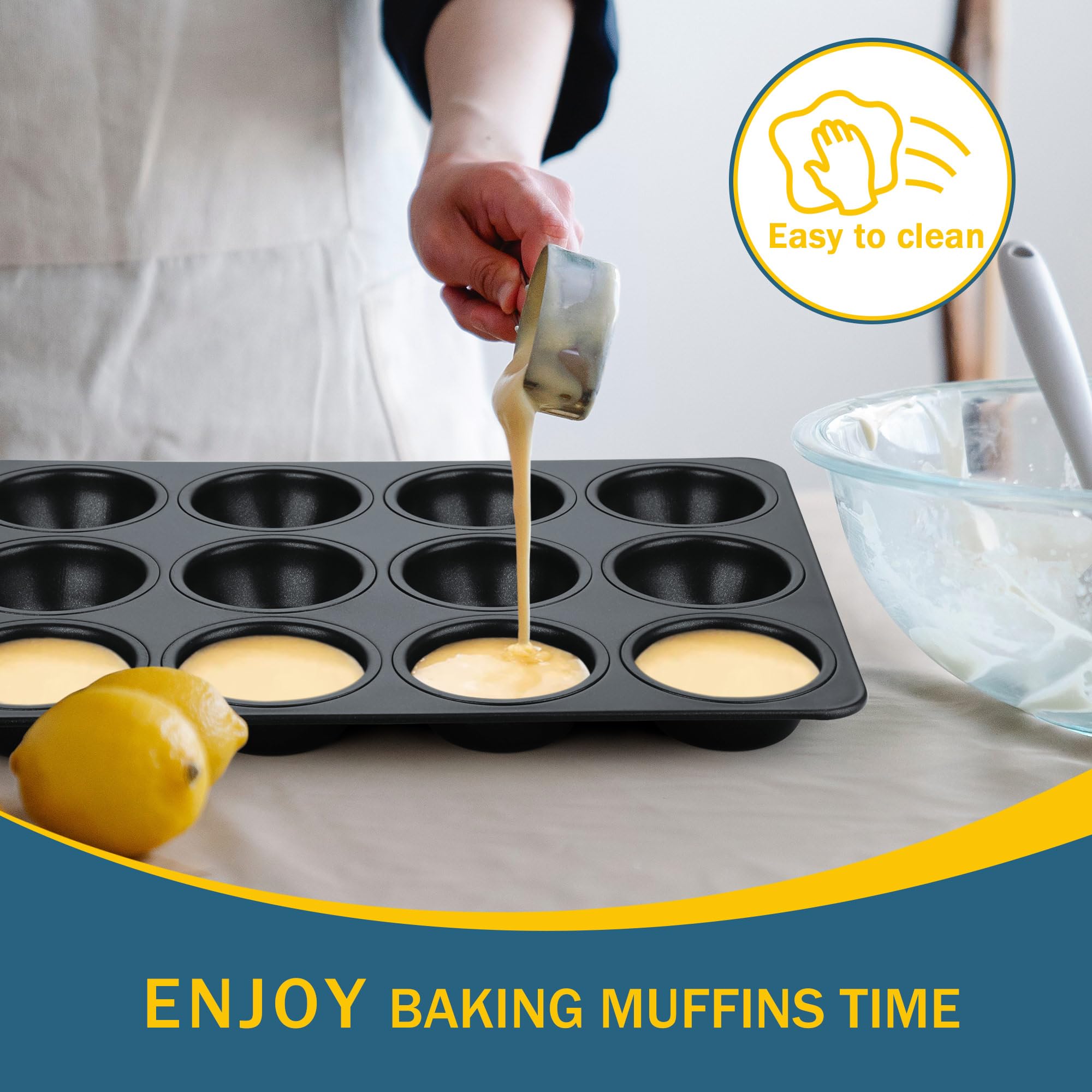 Snapklik.com : Nonstick Muffin Pan 12 Cups Set Of 2, Stainless Steel ...