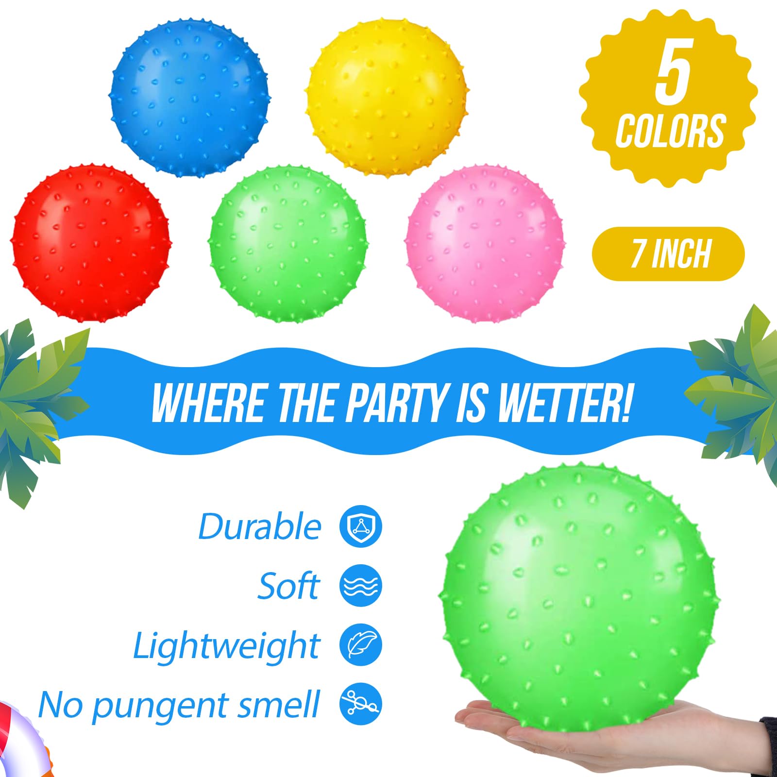 Snapklik.com : 160 Pcs Knobby Balls 7 Inch Spiky Bounce Ball Toy Large ...
