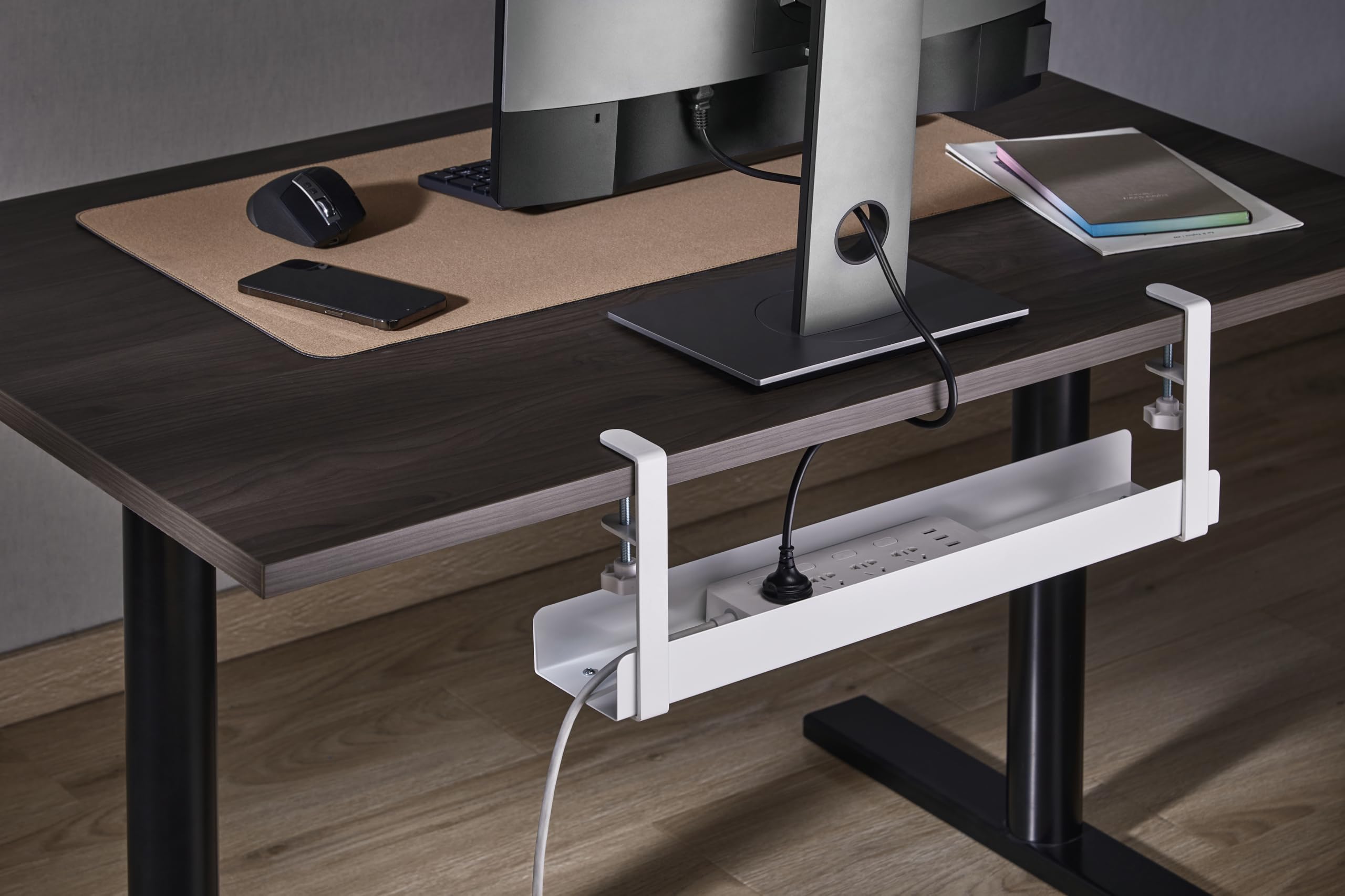 Under Desk Cable Management Tray - No Drill Organizer for Glass and ...