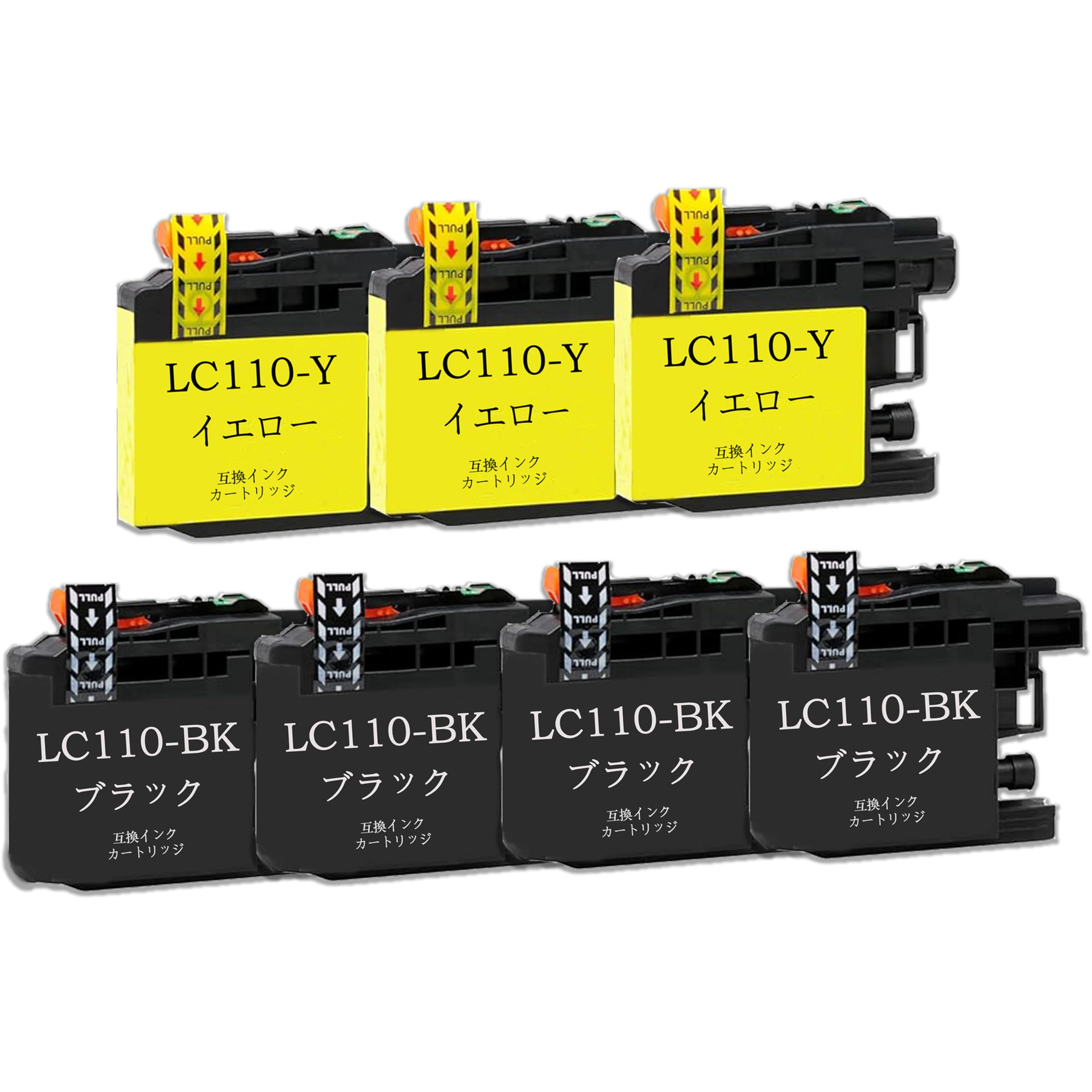 Amazon.co.jp: 【埼玉WH】LC110 互換インクカートリッジ 2色セット LC110-BKx4 / LC110-Yx3 計7本 ...