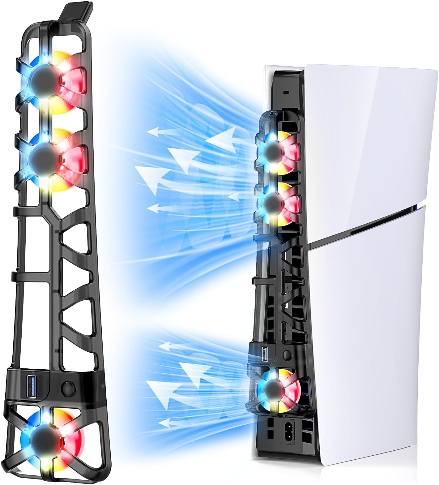 Amazon.com: FASTSNAIL RGB Cooling Fan for PS5 Slim Console, Automatic ...