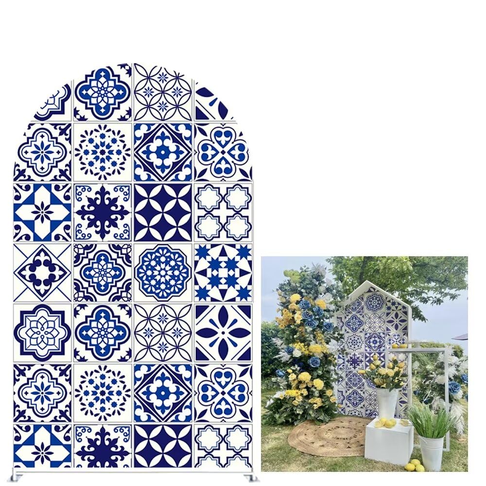Amazon.com : Iydamc Positano Patchwork Tiles Arched Backdrop Covers for ...