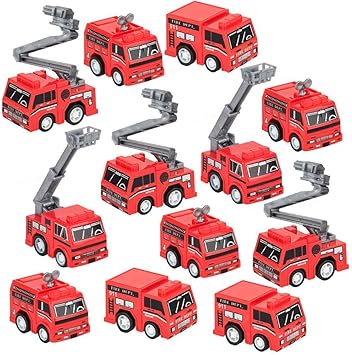 Amazon.com: ArtCreativity Mini Pullback Fire Engine Toy Trucks, Bulk ...