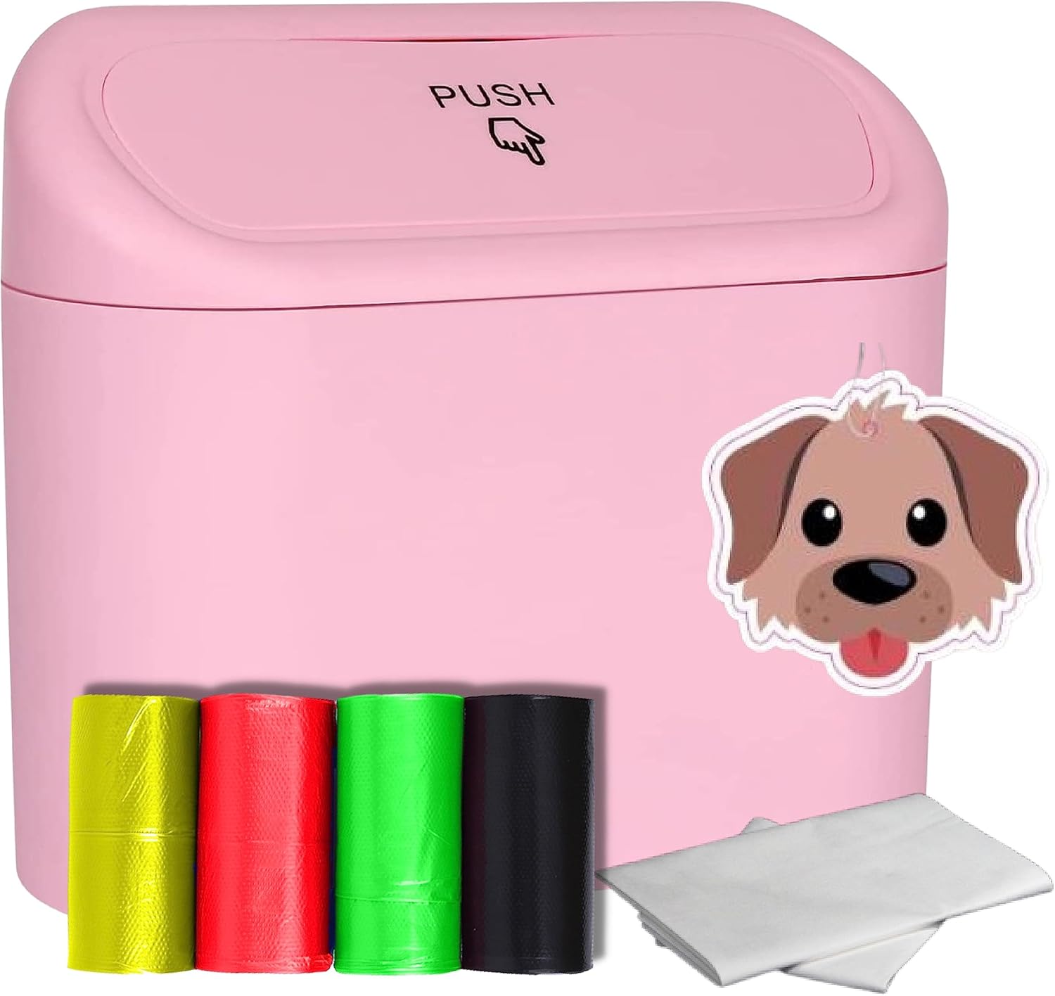 Ozone Car Trash Can With Lid - 40pcs Trash Bags & 2 Wet Tissues ...