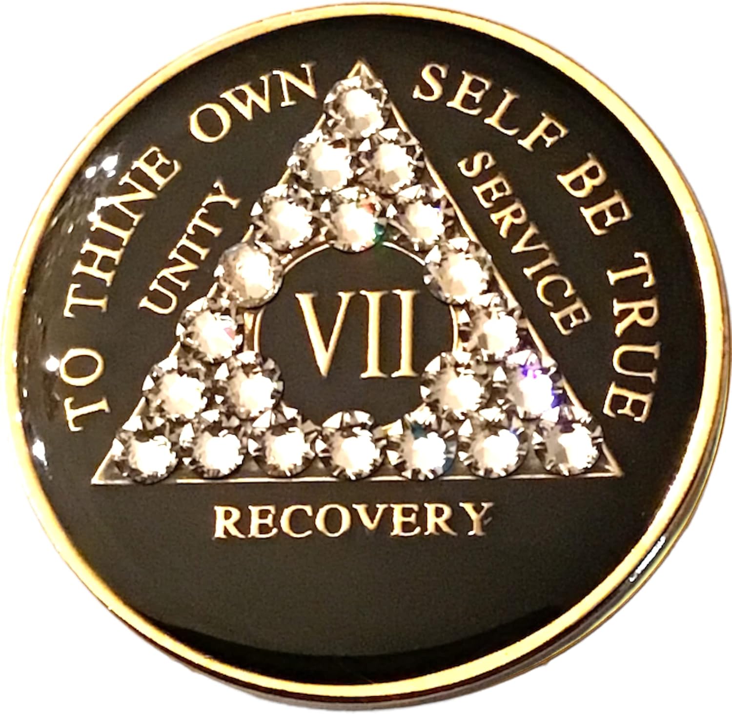 Amazon.com : 7 Year Bling Crystal AA, Black, Alcoholics Anonymous ...