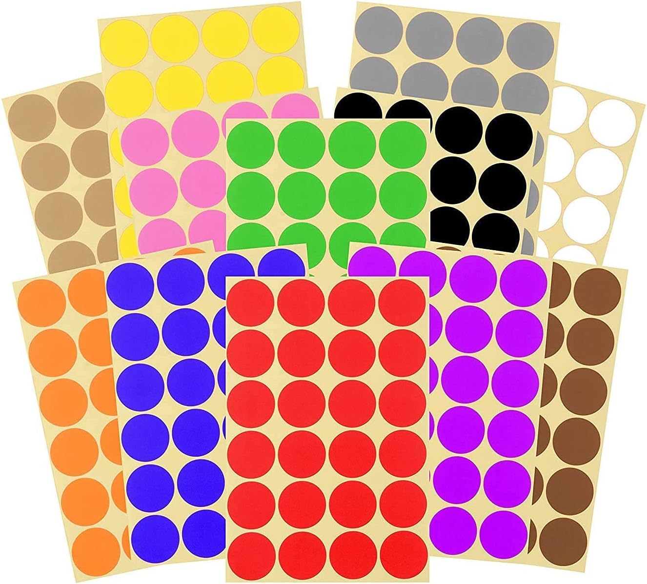 Dot Stickers,16 Sheet 25mm Round Coloured Dots Sticky Dots 600 Circle ...